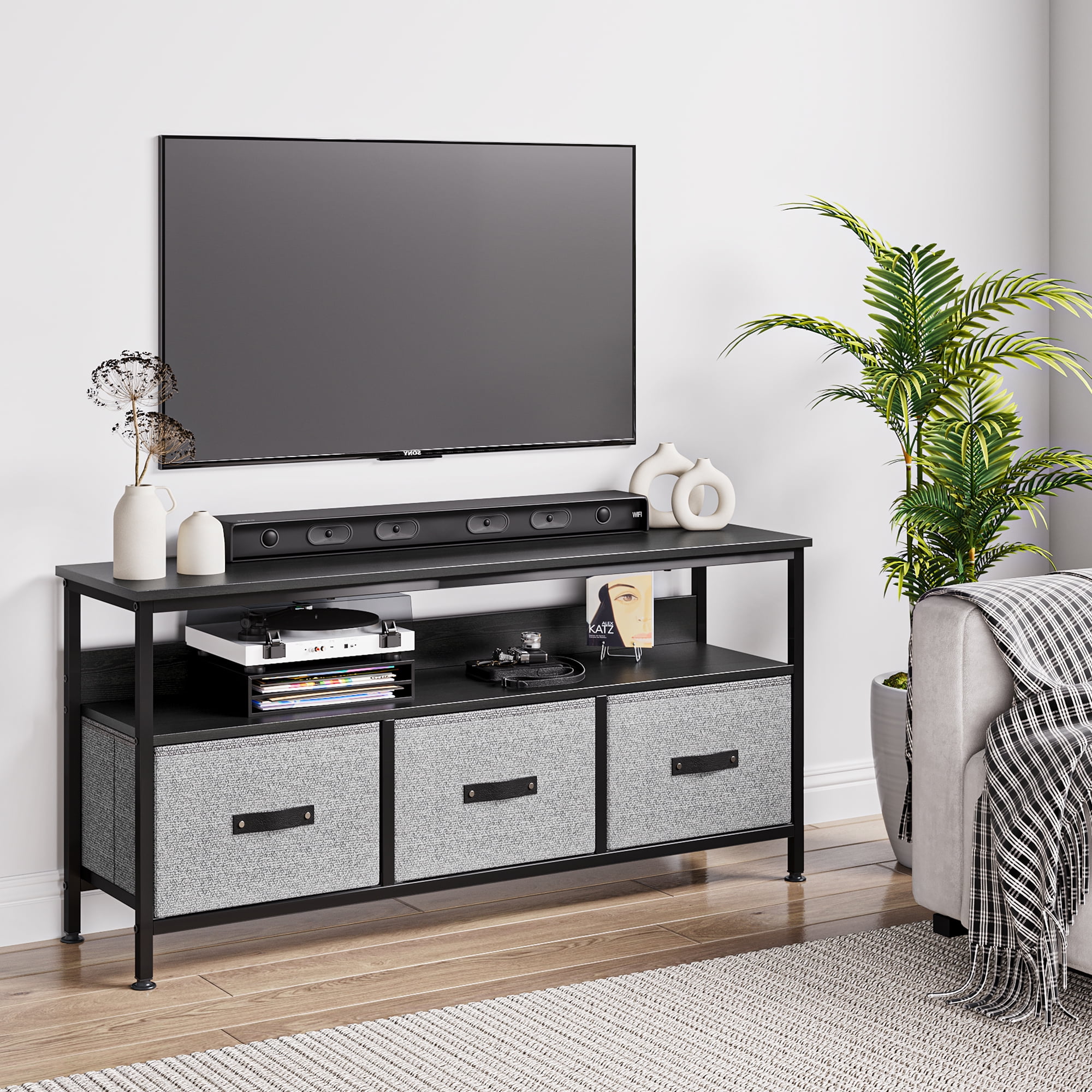 Dresser TV Stand, Entertainment Center with Storage, 55 Inch TV Stand ...