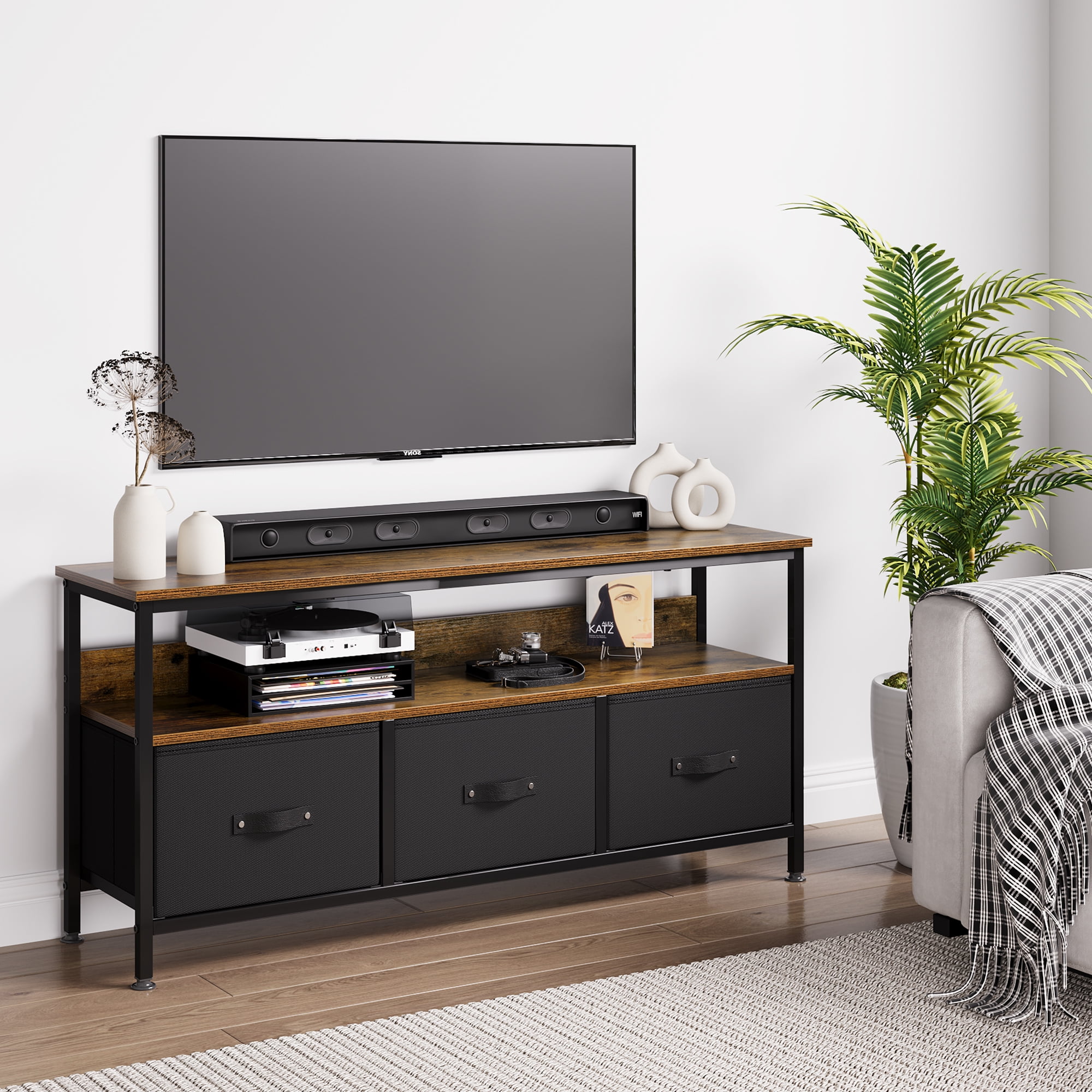 Dresser TV Stand, Entertainment Center with Storage, 55 Inch TV Stand ...