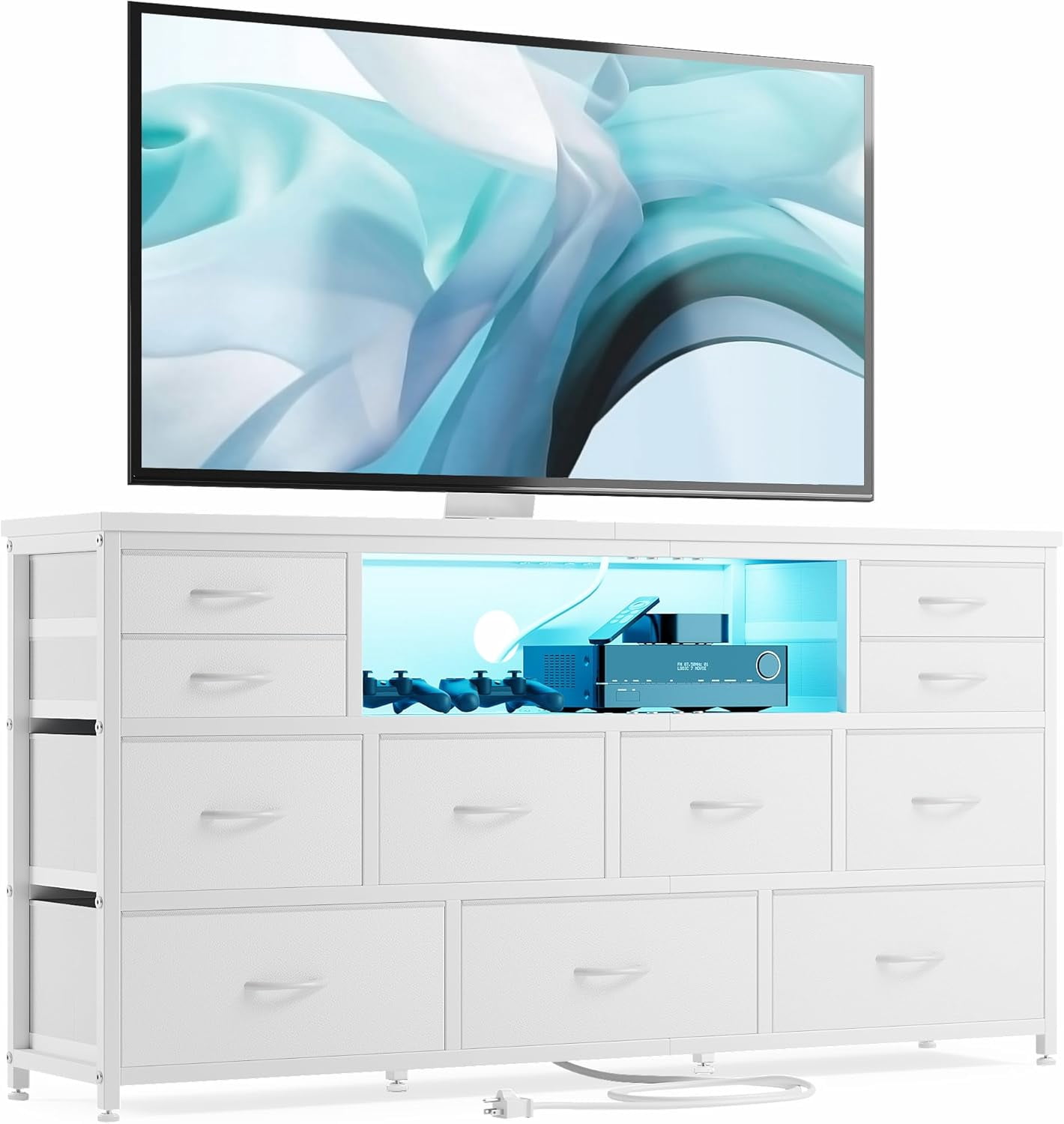 Dresser TV Stand for Living Room with 11 Fabric Drawers Dresser for ...