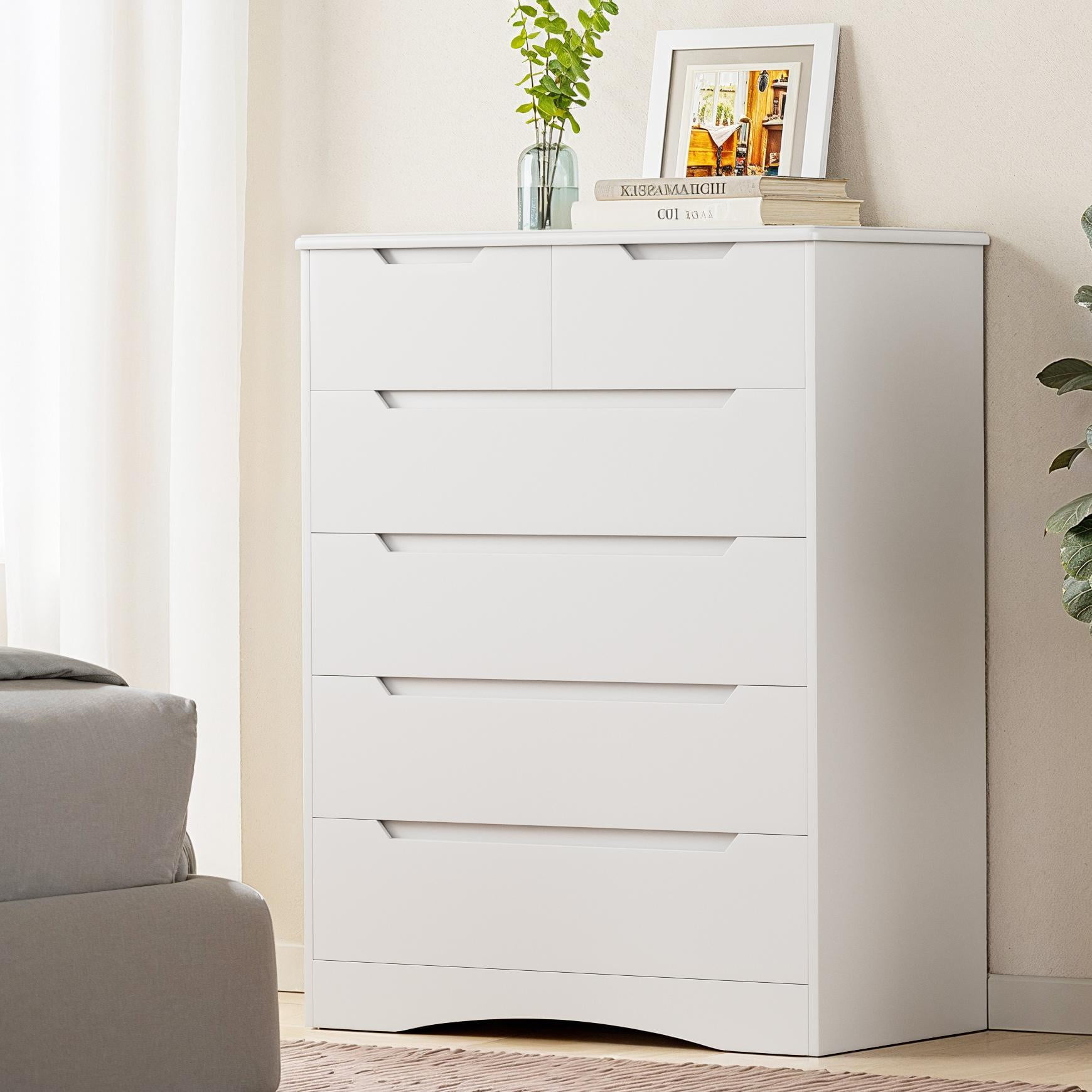 Dresser for Bedroom, 6 Drawers Dresser with Cutout Handles, Wood ...