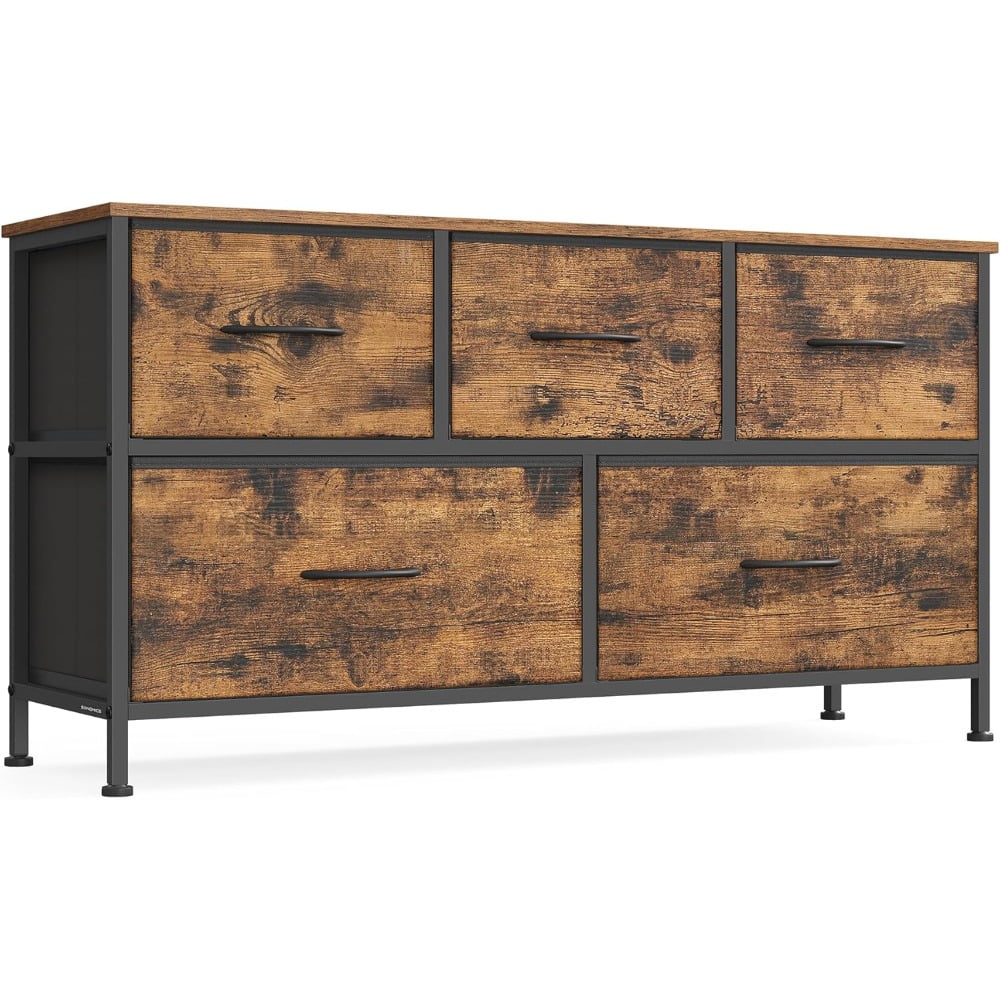 Dresser for Bedroom, Chest of Drawers, Steel, MDF, 5 Non-Woven Fabric ...