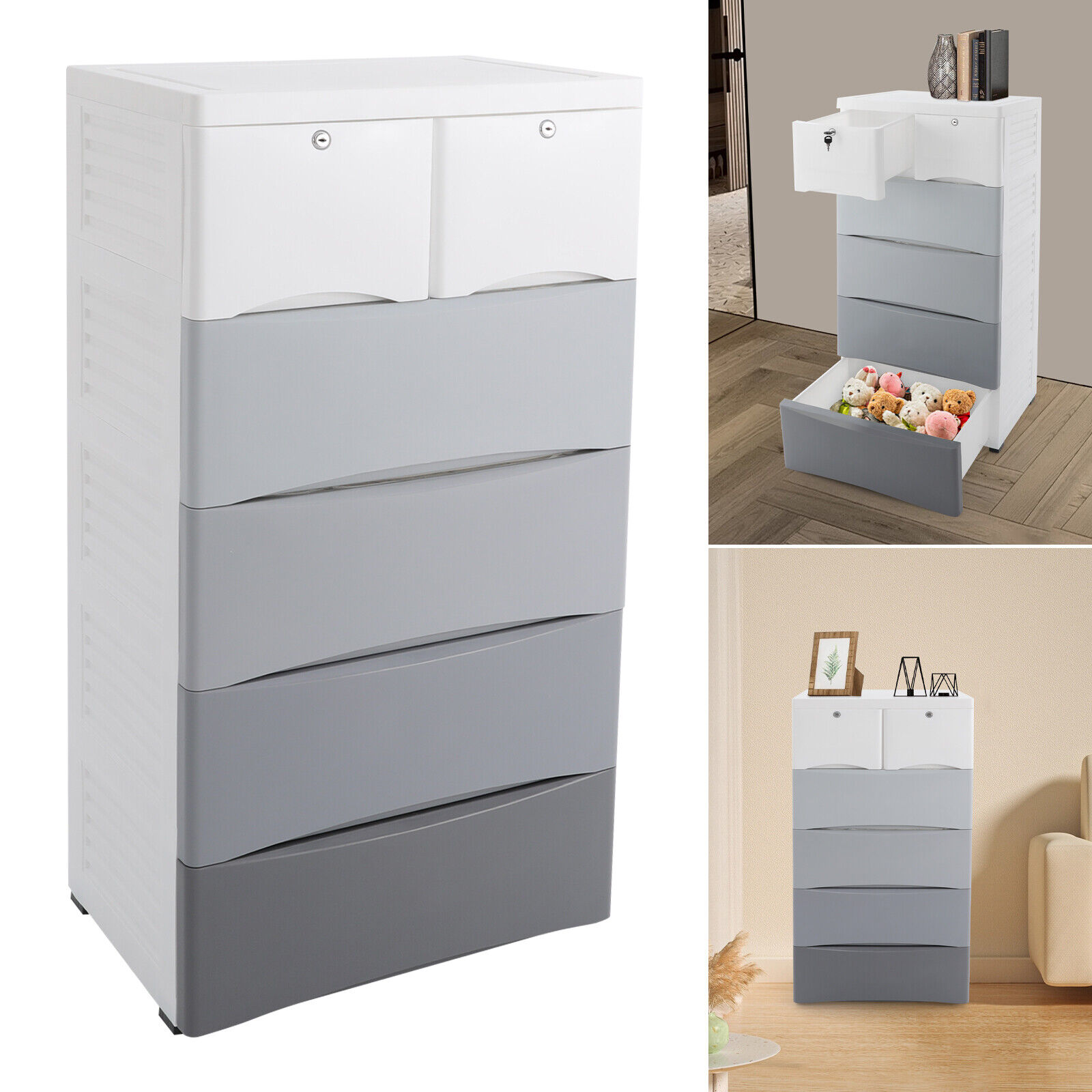 Dresser for Bedroom, Dresser with 4 Large Drawers and 2 Small Drawers ...