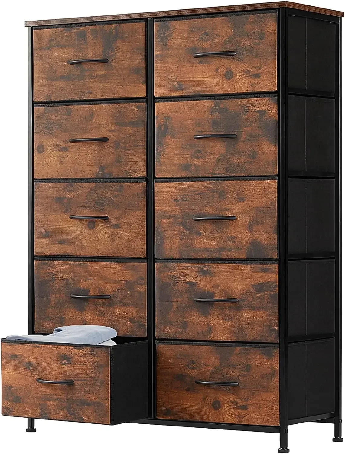 Dresser for Bedroom, Tall Storage Drawers, Fabric Storage Tower with 10 ...