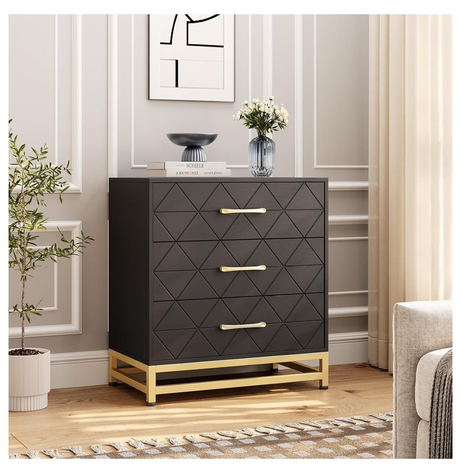 Dresser for Bedroom with 3 Drawer, Modern Dressers Chest of Drawers ...