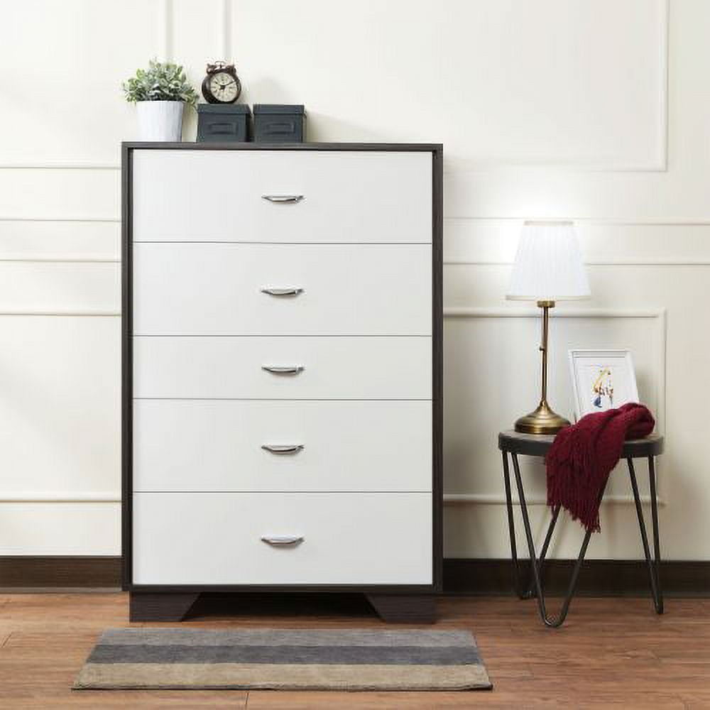Dresser with 5 Drawers, Modern Wide Chest of Drawers, Solid Wood Frame ...