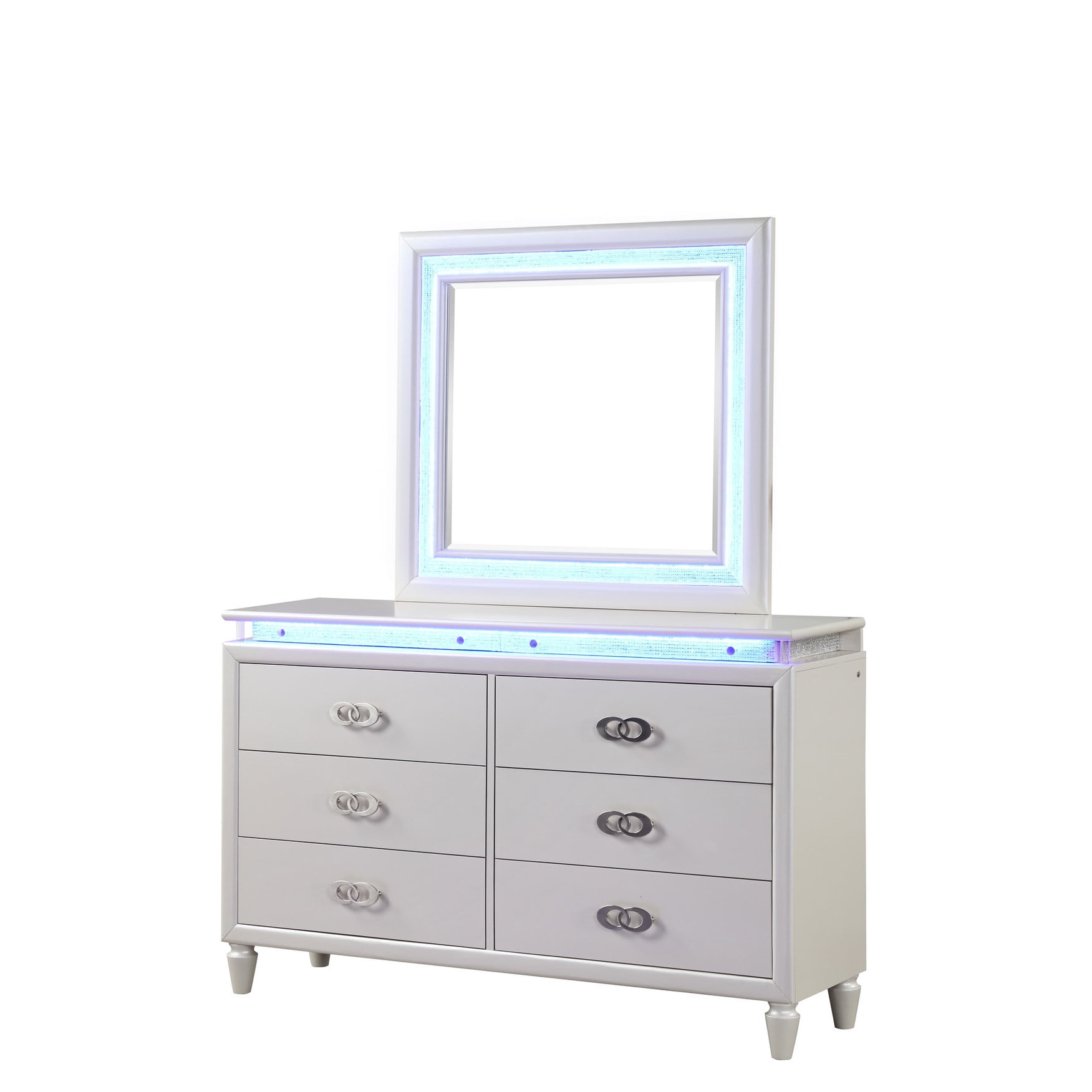 Dresser with Built-in LED | Milky White Color for Glamorous Style ...