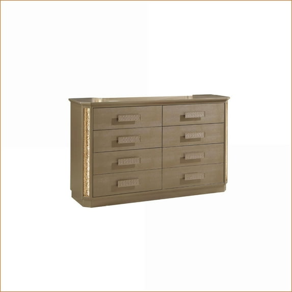 Dressers 6 Drawer with LED Lights, Gold Copper Snake Skin Finish | Gold ...