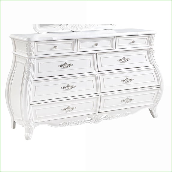 Dressers | 9-Drawer Modern Wood Dresser | Pearl White | Wood | White ...