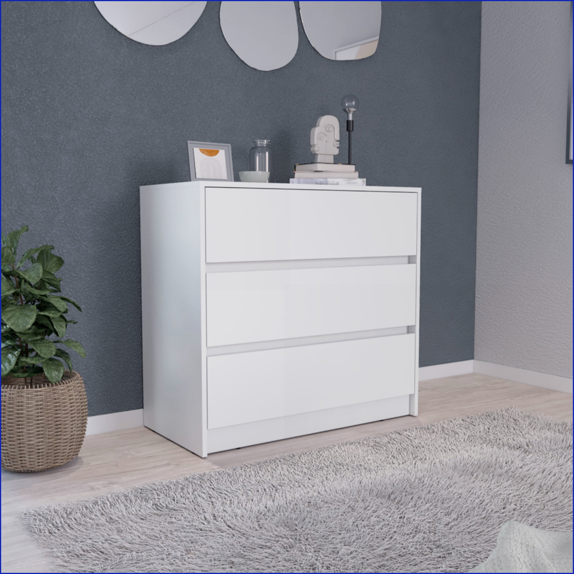 Dressers | Austin 3-Drawer Contemporary Dresser with Metal Rails ...