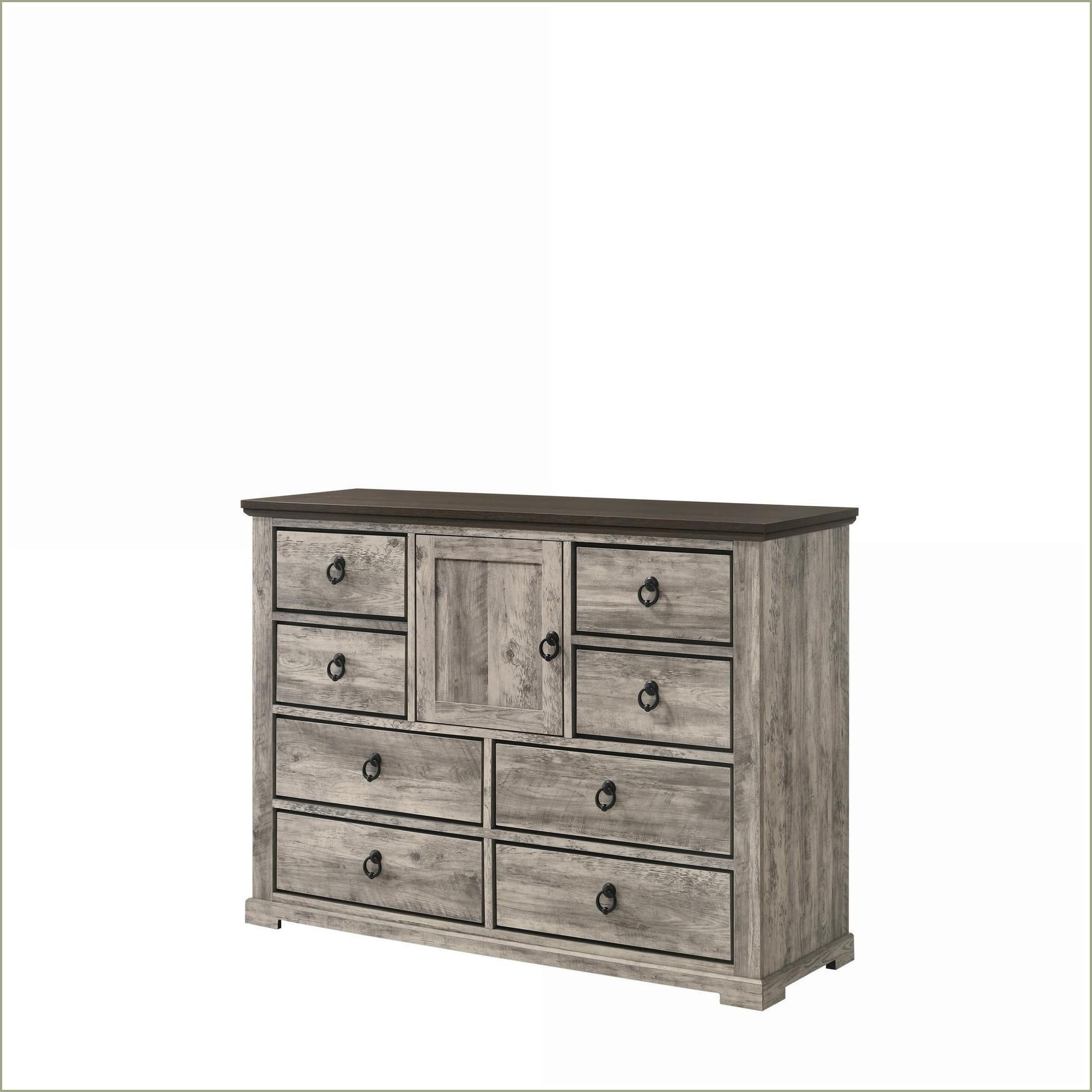 Dressers Contemporary Rustic Gray Two-Tone Wooden Dresser with 8 ...