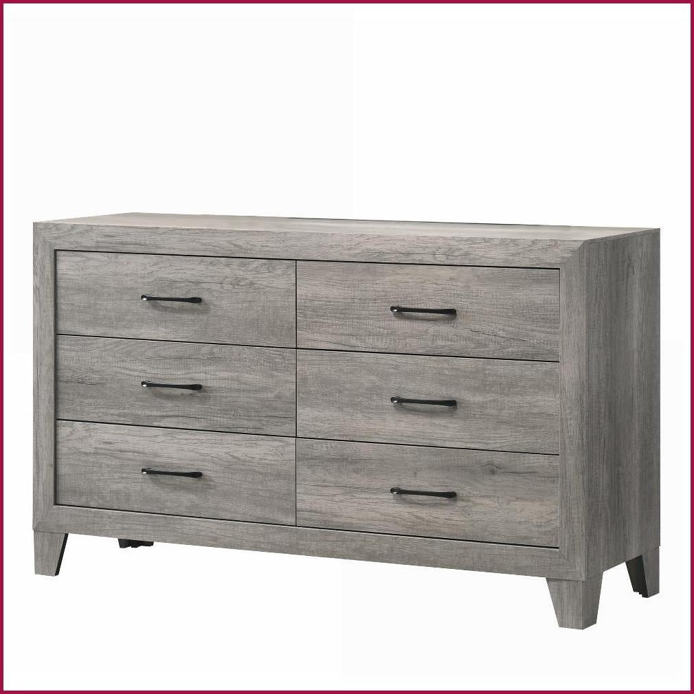 Dressers Contemporary Six-Drawer Wood Grain Gray Dresser | Gray | Wood ...