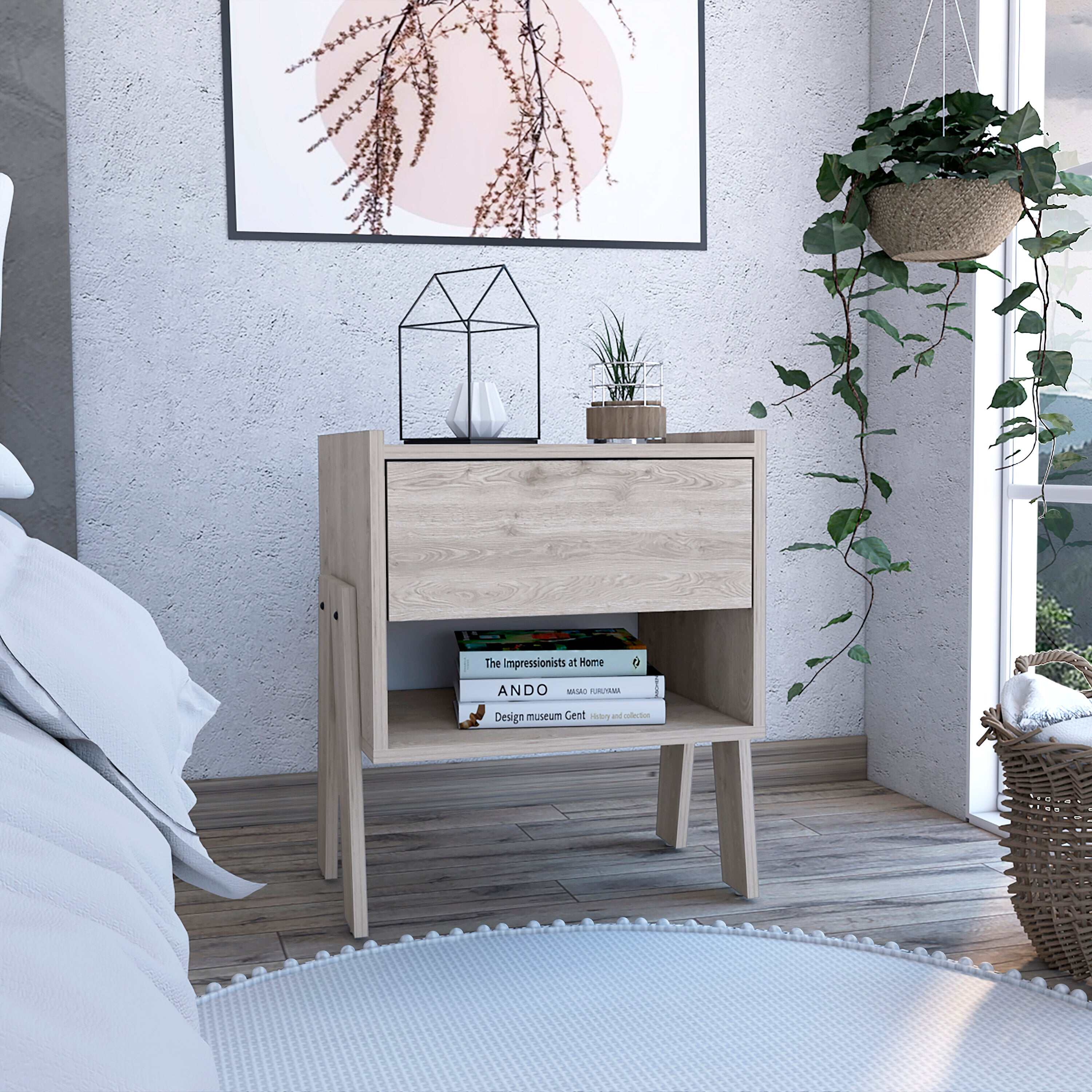 Dressers, Hyacinth Nightstand, One Drawer, Open Shelf, Beige Chests Of ...