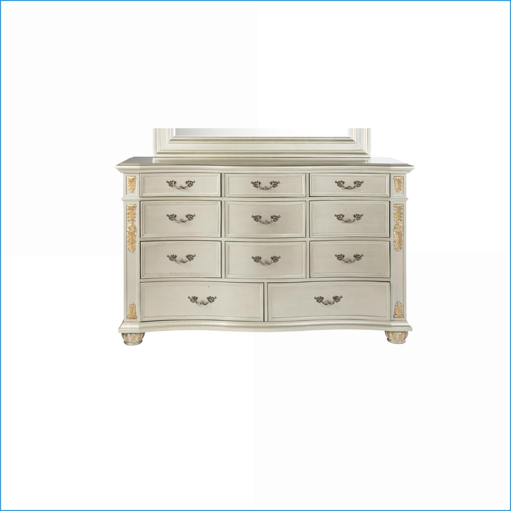 Dressers | Lyon Silver Champagne Real Wood Veneer Dresser | Champagne ...