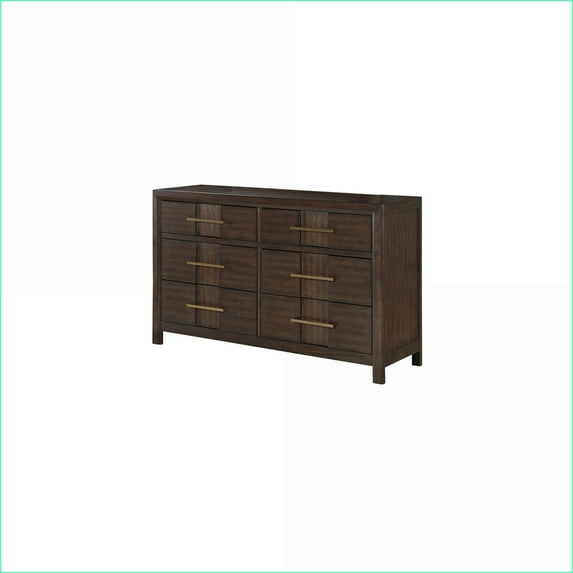 Dressers, Modern 6-Drawer Manufactured Wood Dresser with Gold Handles ...