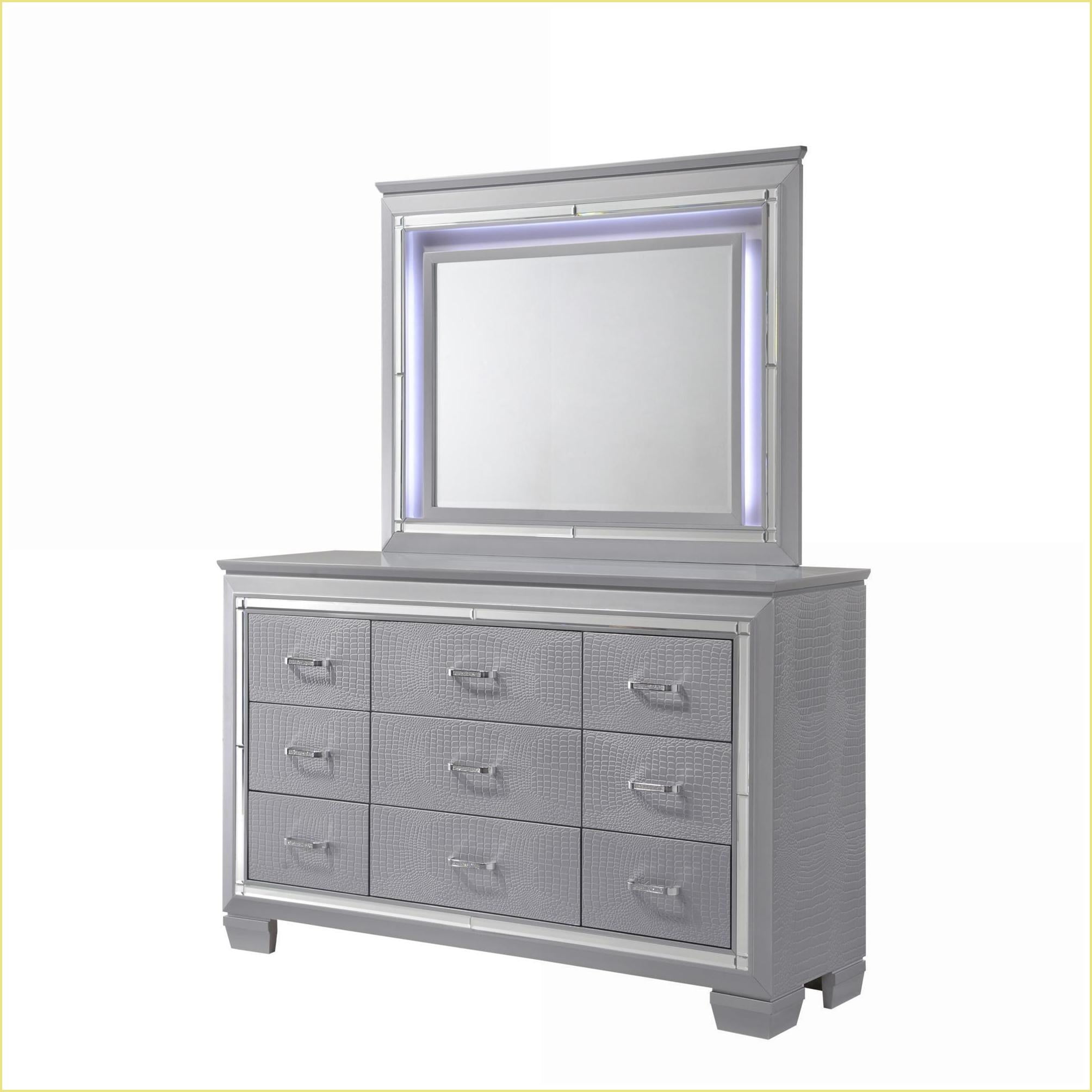 Dressers Modern Glam Lillian Dark Gray with Mirrored Accents ...