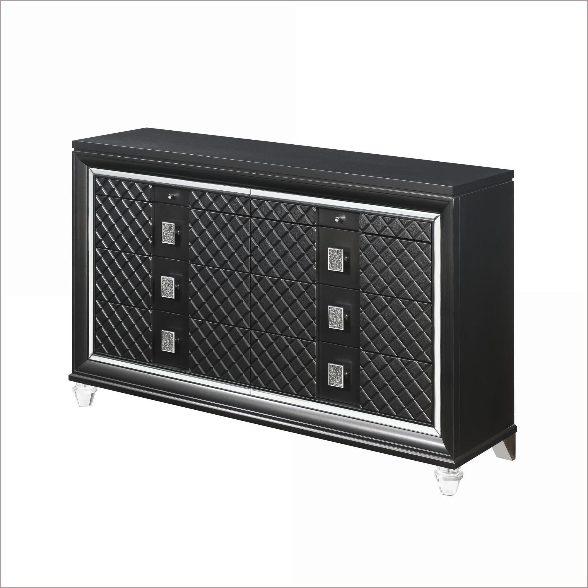 Dresser, Modern Metallic Gray 8-Drawer with Jewelry Storage | Gray ...
