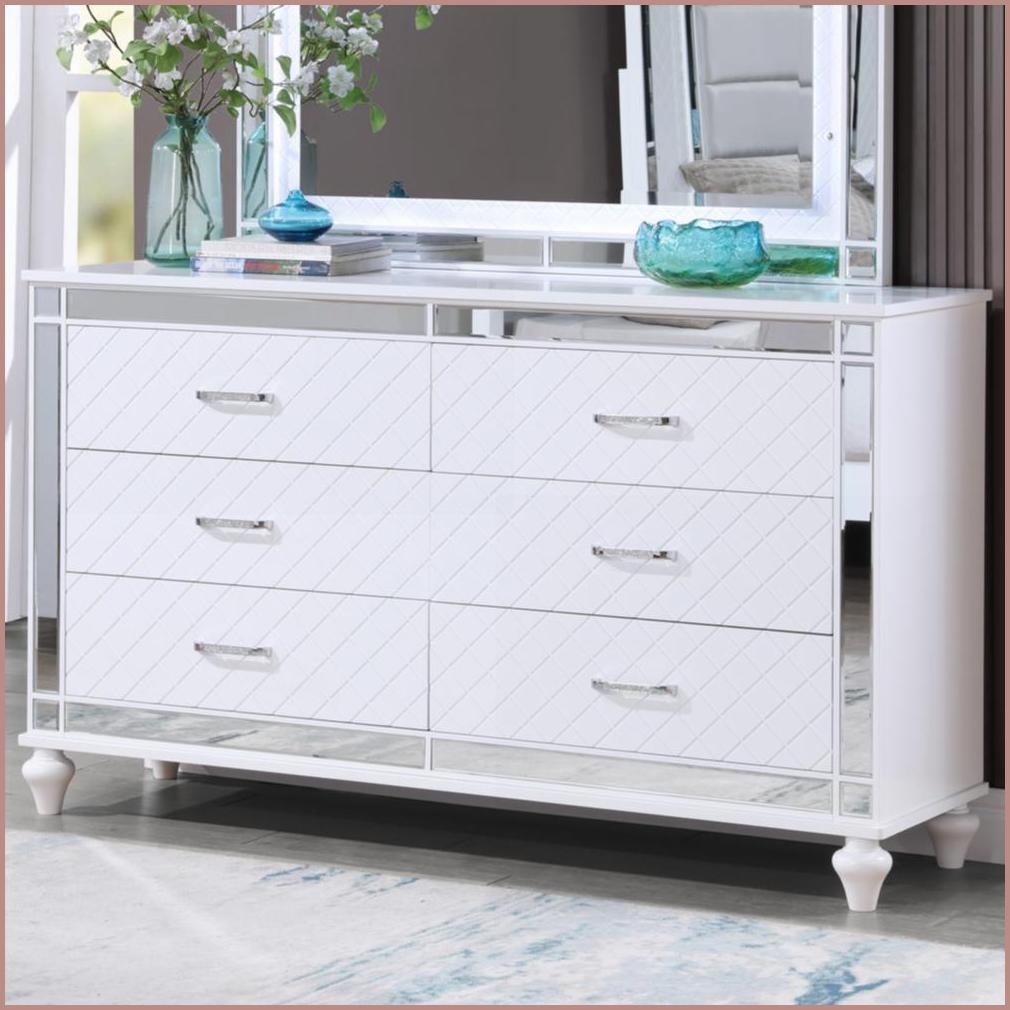 Dressers, Modern Silver Champagne Wood Dresser with Felt-Lined Drawer ...