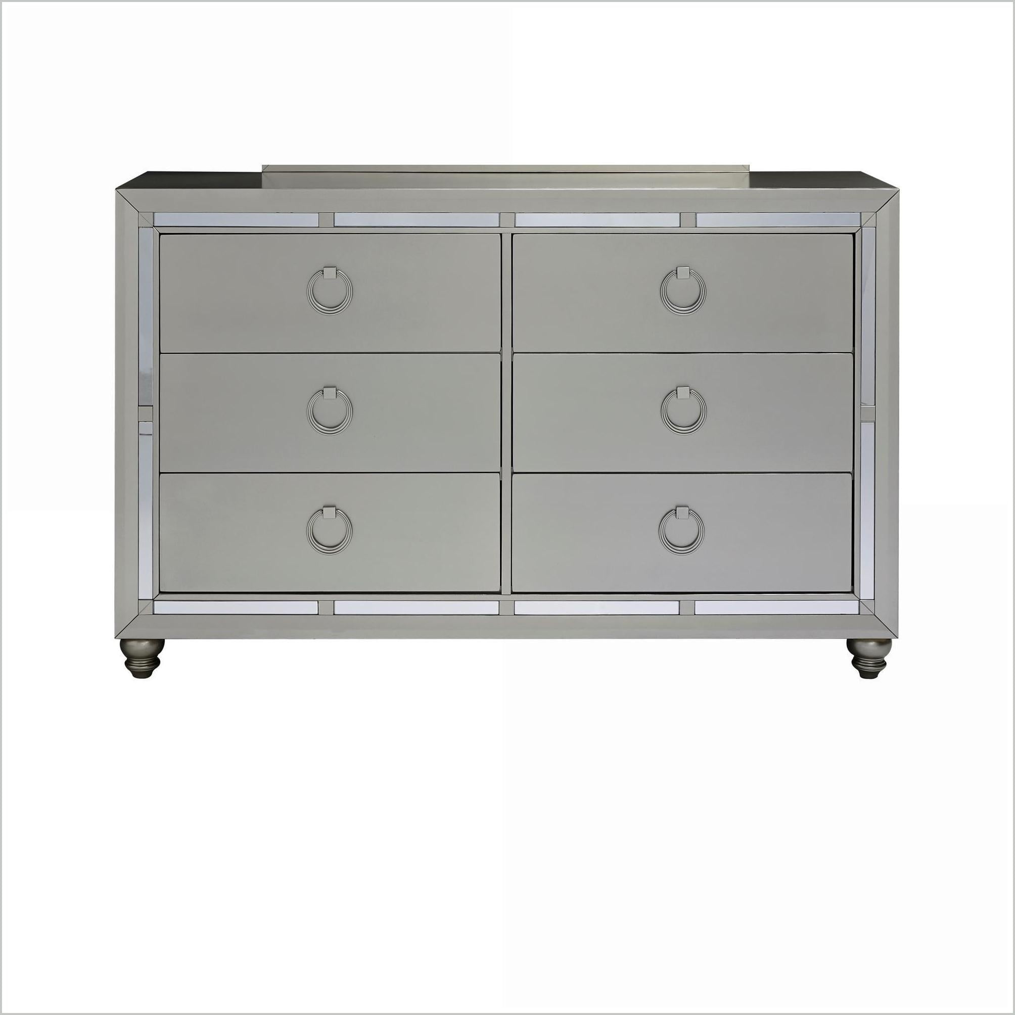 Dressers, Modern with Mirror Accents & Spacious Drawers | Silver+Grey ...