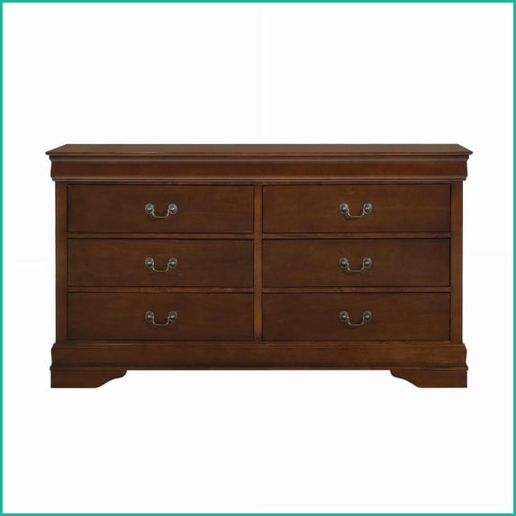 Dressers Traditional Louis Philippe Style Brown Cherry Finish with 6 ...