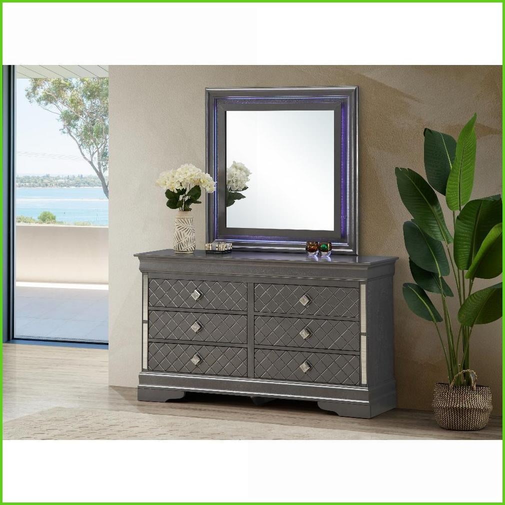 Dressers, Updated Traditional Metallic Black 59”W Fully Assembled ...