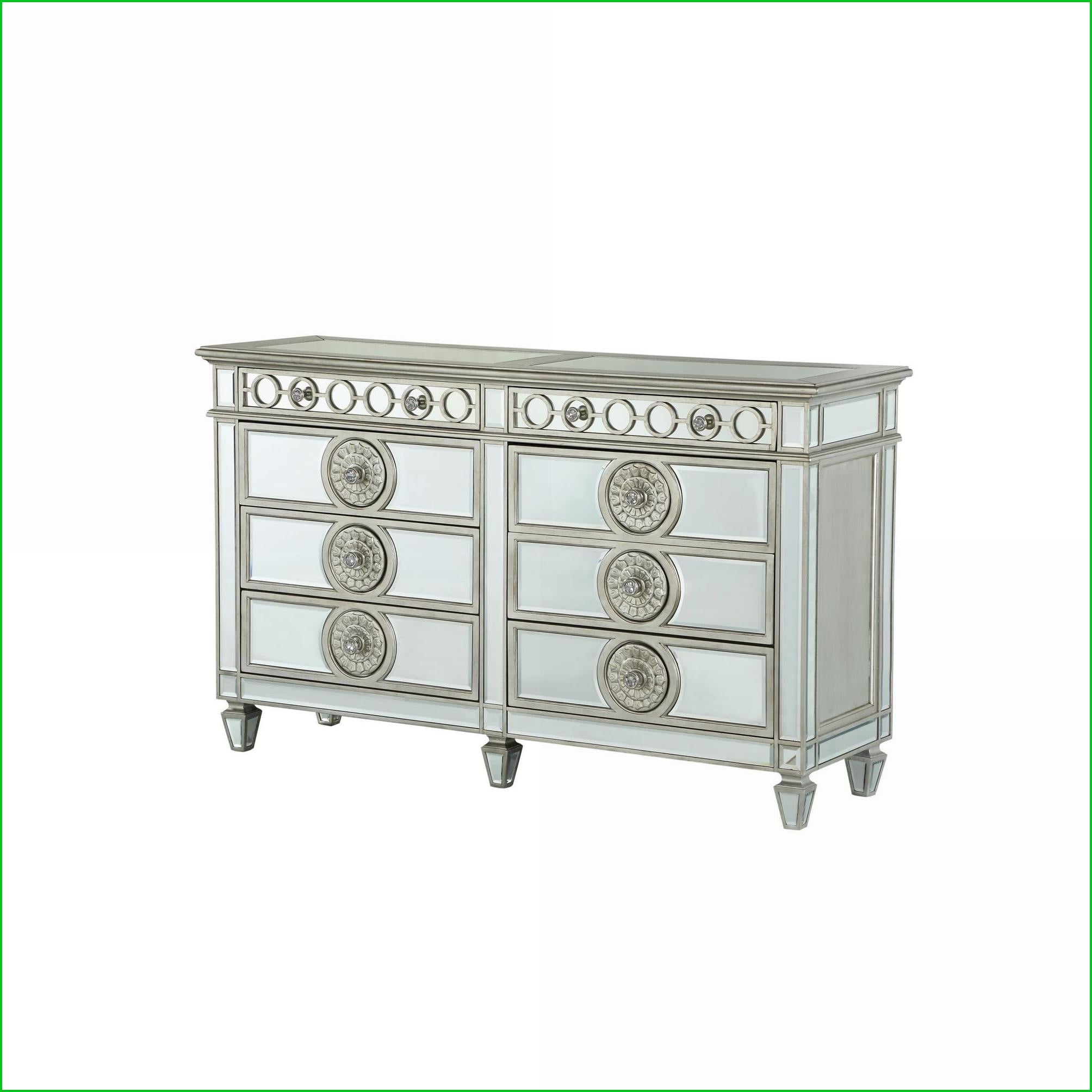 Dressers, Varian Modern Mirrored 8-Drawer Dresser with Geometric Trim ...