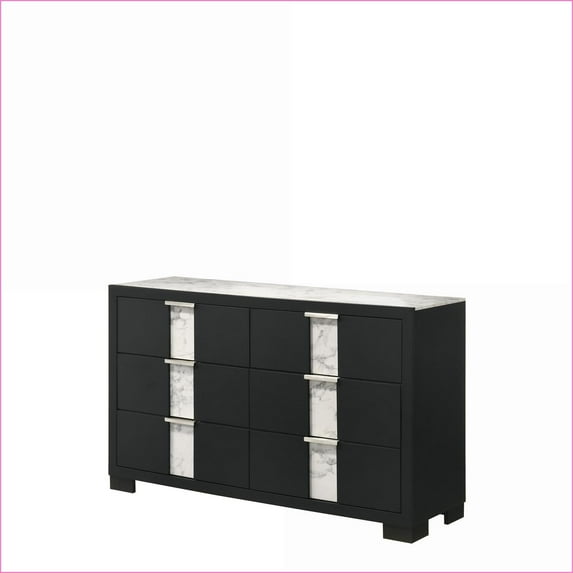 Dressers for Bedroom, Contemporary 6-Drawer Wooden Dresser with Metal ...