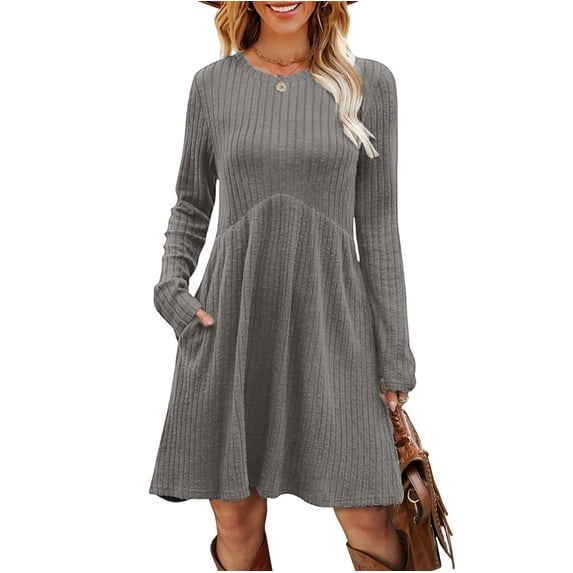 Dresses 2025 Woman Knitted Dress Slim Solid Color Simple Medium Long ...