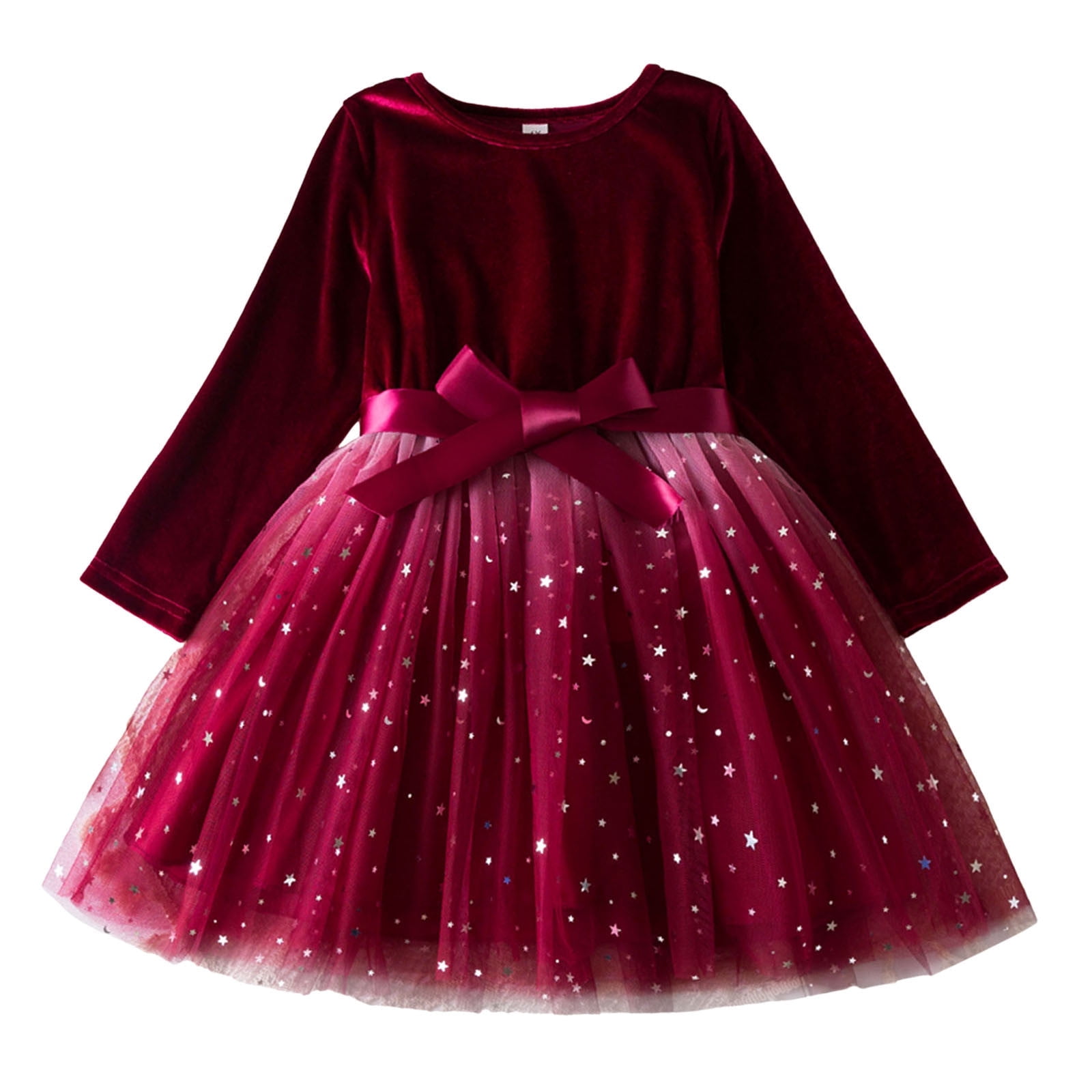 Dresses For G.irls Christmas Long Sleeve Dress Cartoon Graphic Crewneck ...
