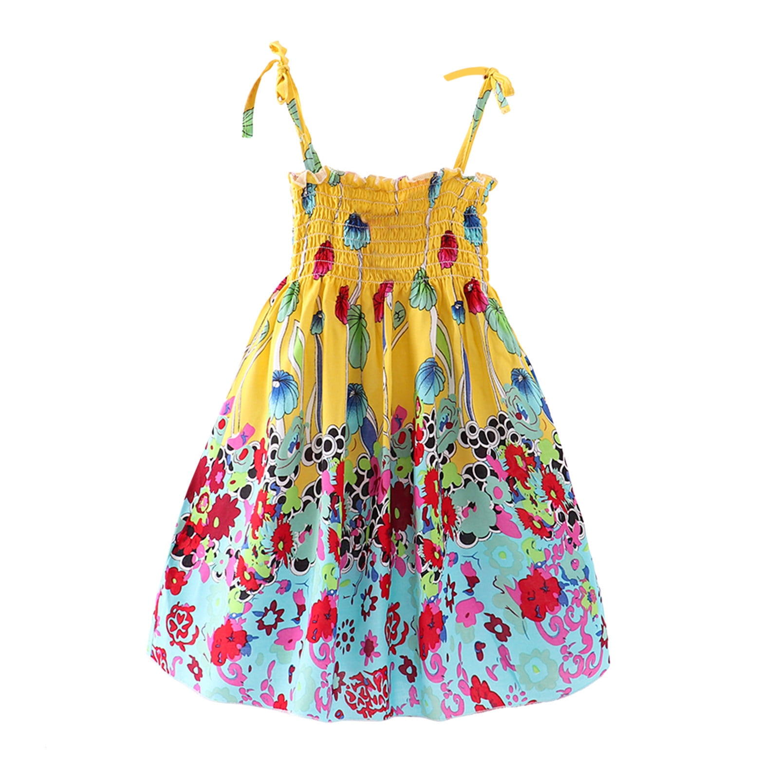 Dresses For Girls Floral Bohemian Flowers Sleeveless Beach Straps ...