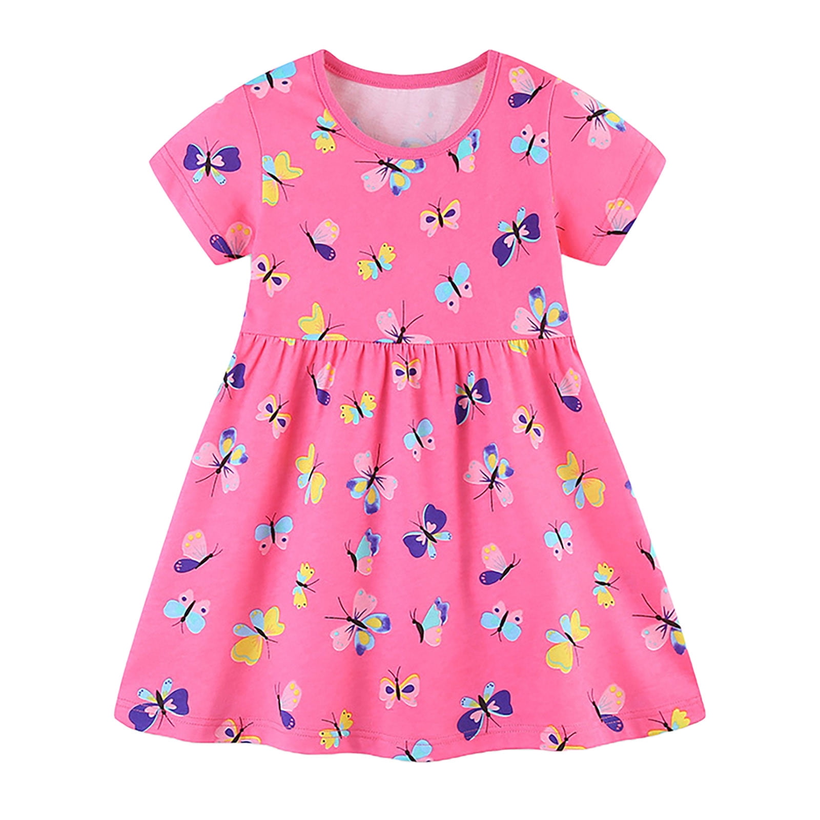 Dresses For Girls Short Sleeve Prints Dress Dance Party Dresses Girls ...