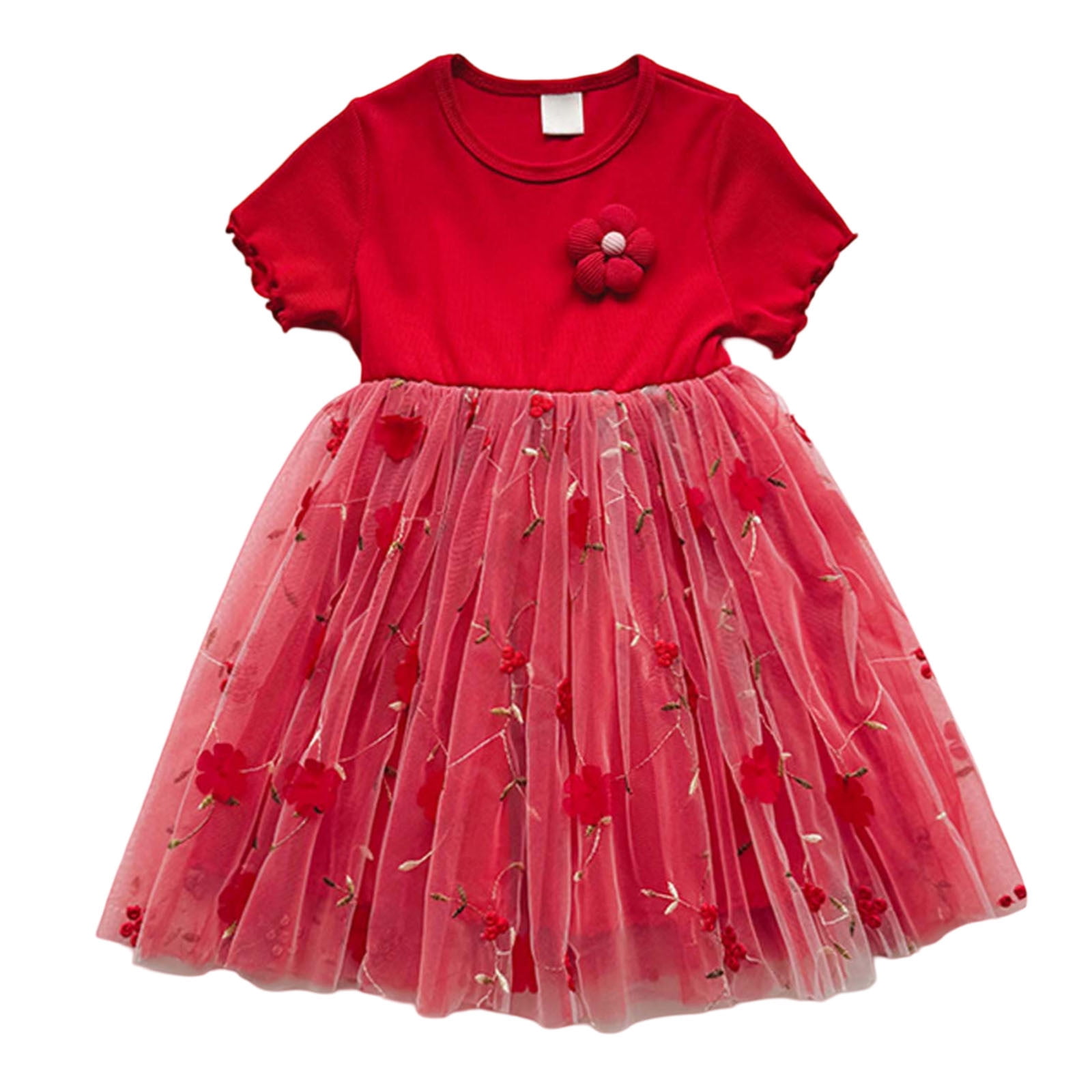 Dresses For Toddler Girl Children Short Sleeve Flowers Prints Dresses ...