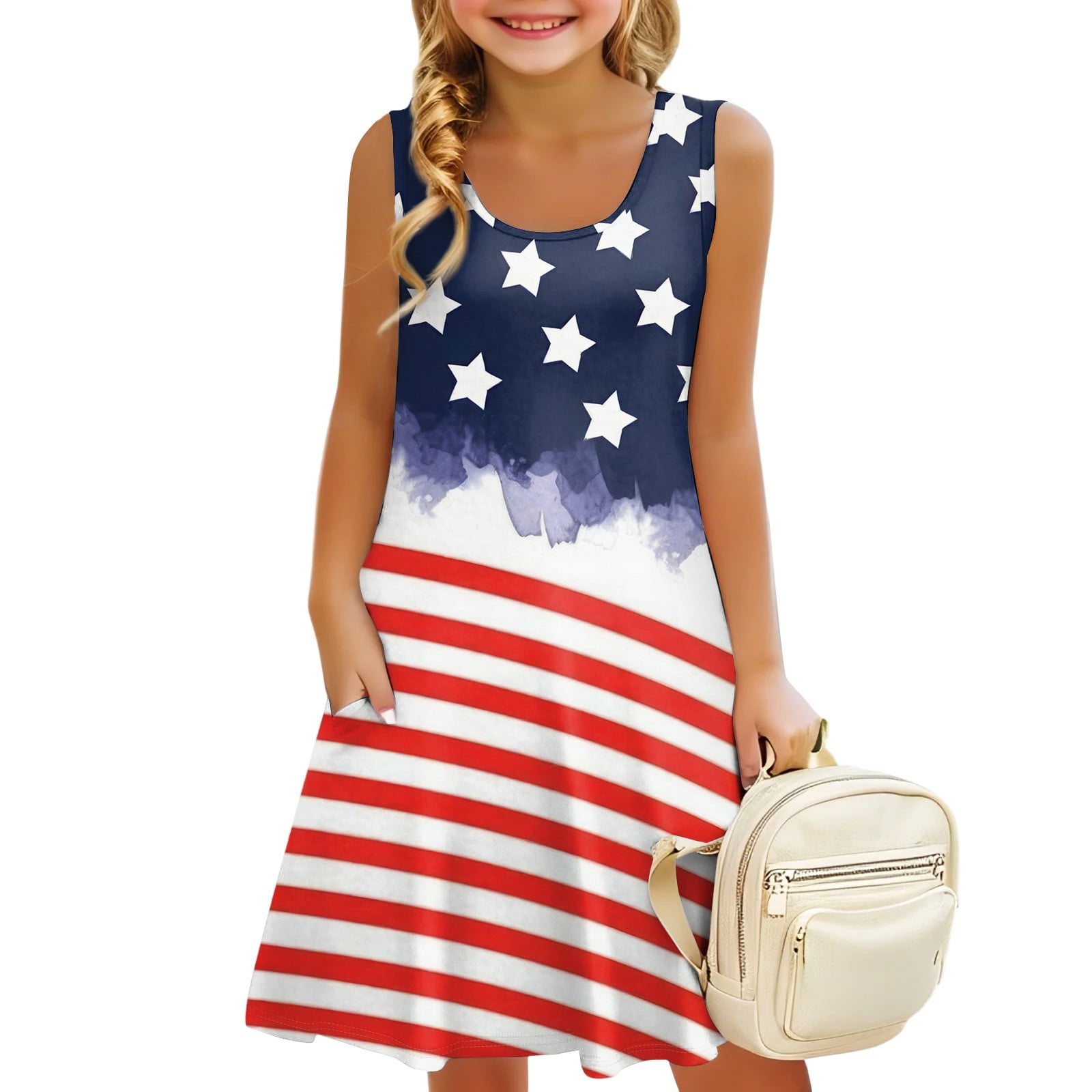 Dresses for Girls American Flag Dresses Sleeveless Independence Day ...