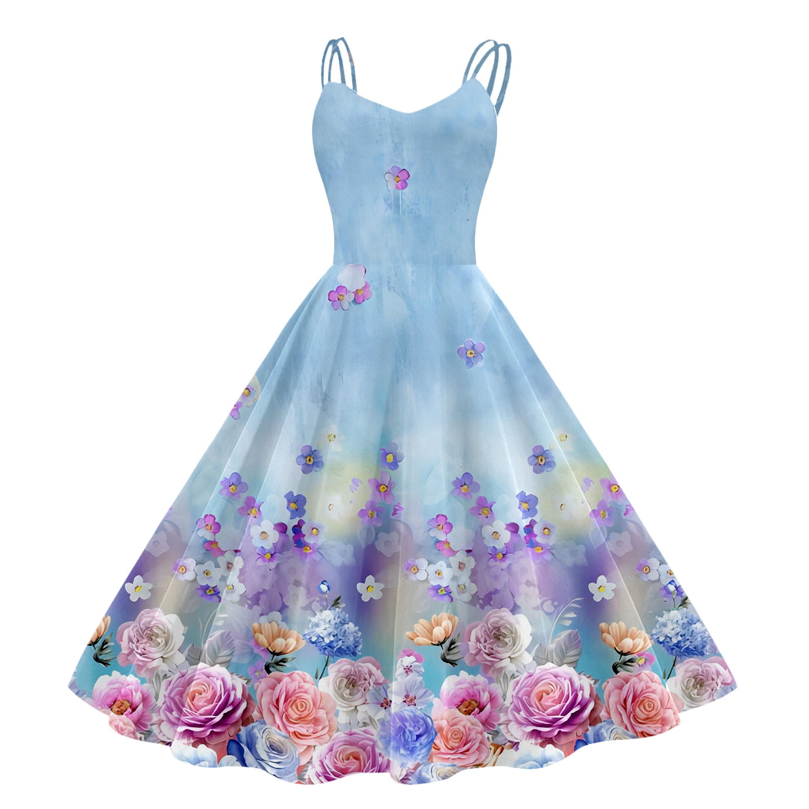 Dresses Vintage For Sleeveless Knee Length Retro A Line Flared Swing ...