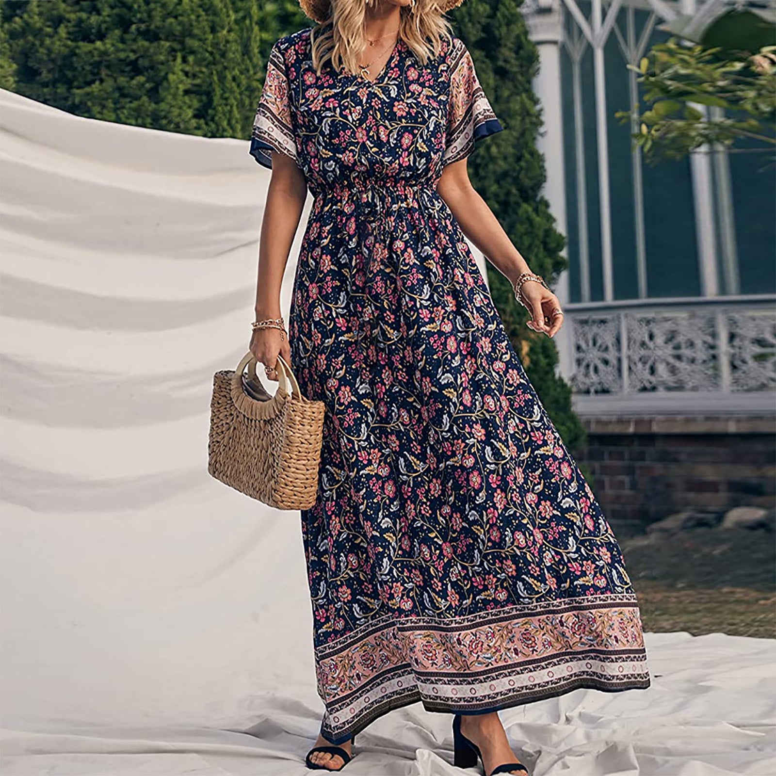 Dresses for Women 2023 Plus Size Summer Casual Midi Clearance Dresses ...