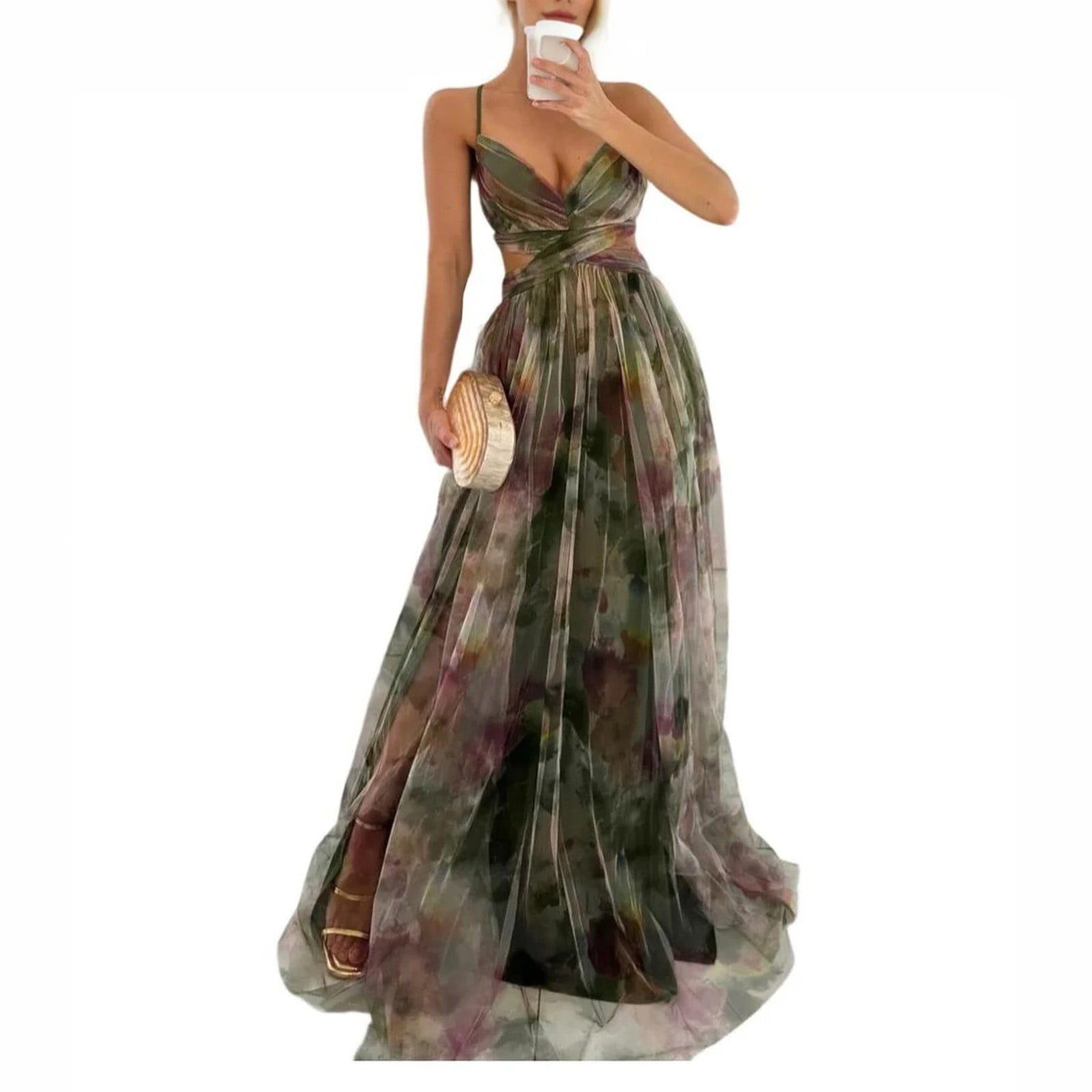 Dresses For Women 2025 Elegant Classy, Spaghetti Strap V Neck Floral ...