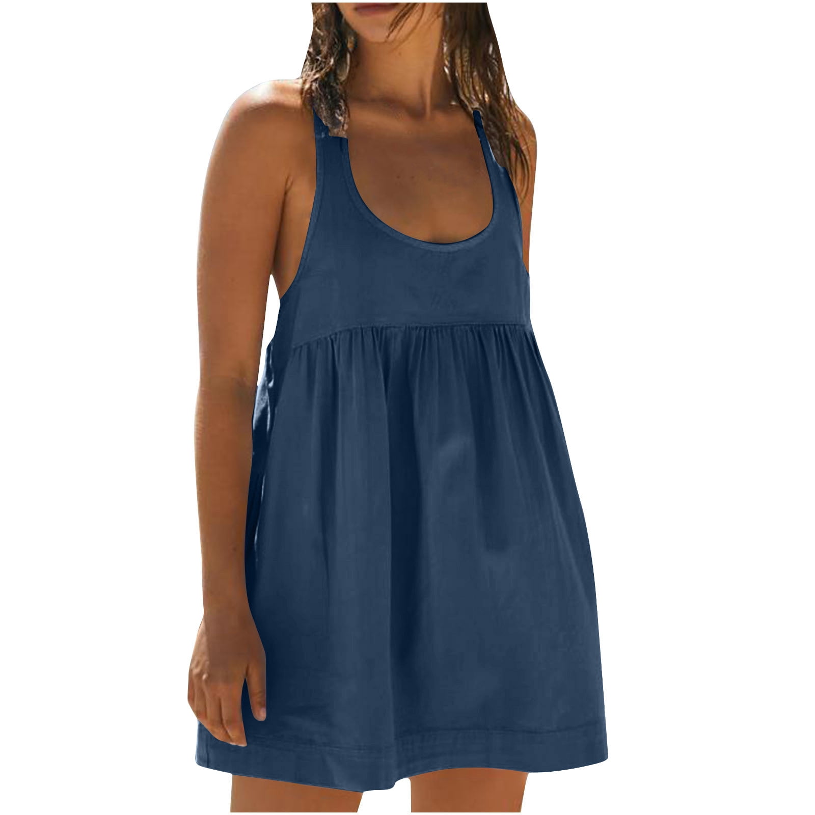 Dresses for Women 2025 Summer Pleated Flowy Athletic Dress Sleeveeless ...