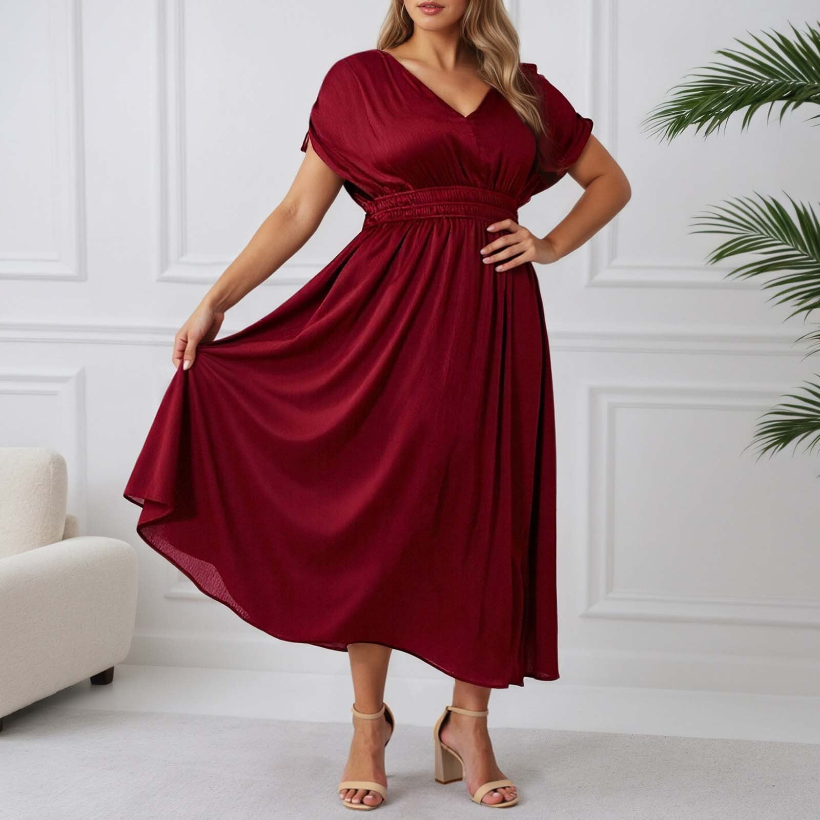 Dresses Women Short Sleeves A Line Dress Spring Fall Outfits Valentines ...