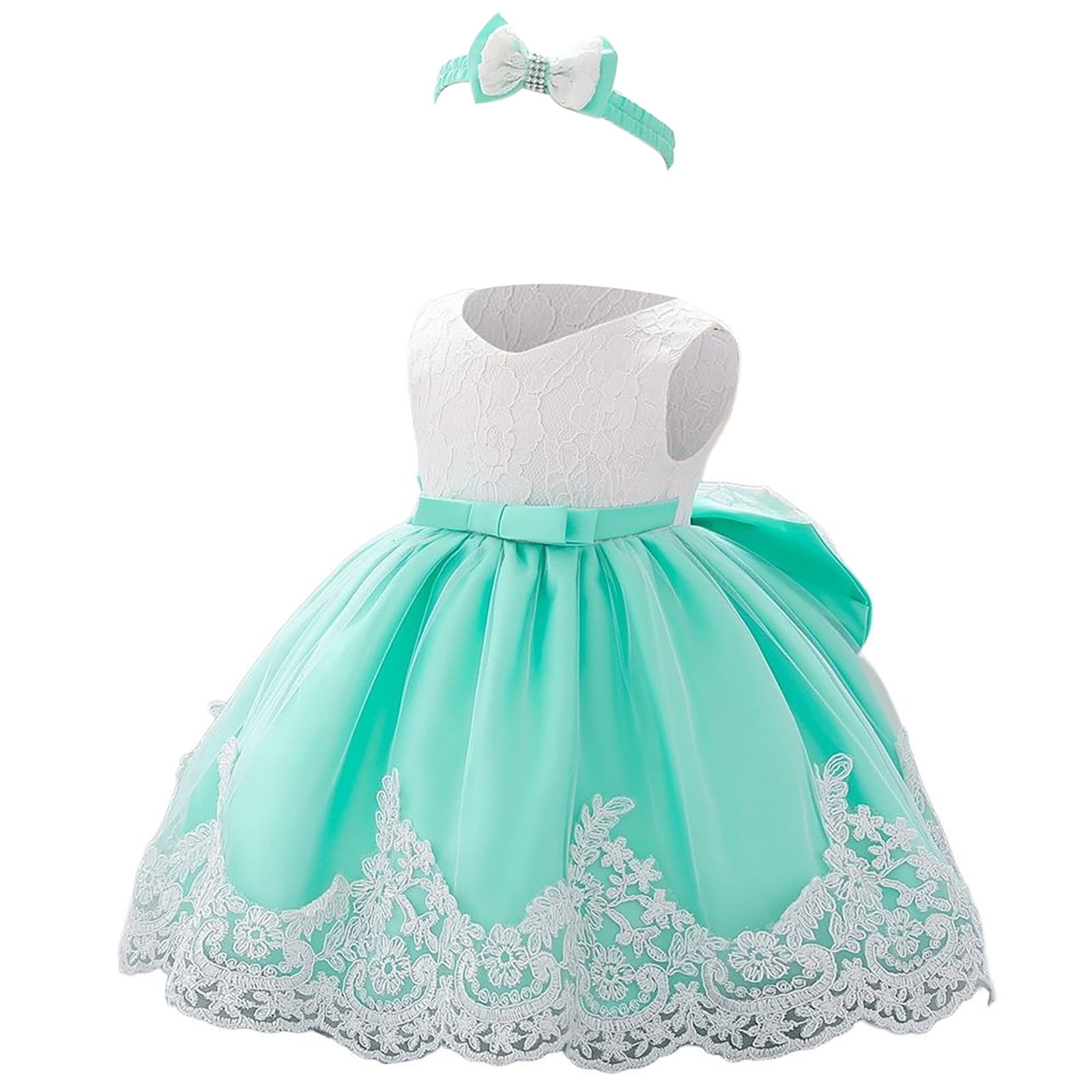 Dresses for Cute Girls Pageant Baptism Lace Bowknot Flower Wedding ...