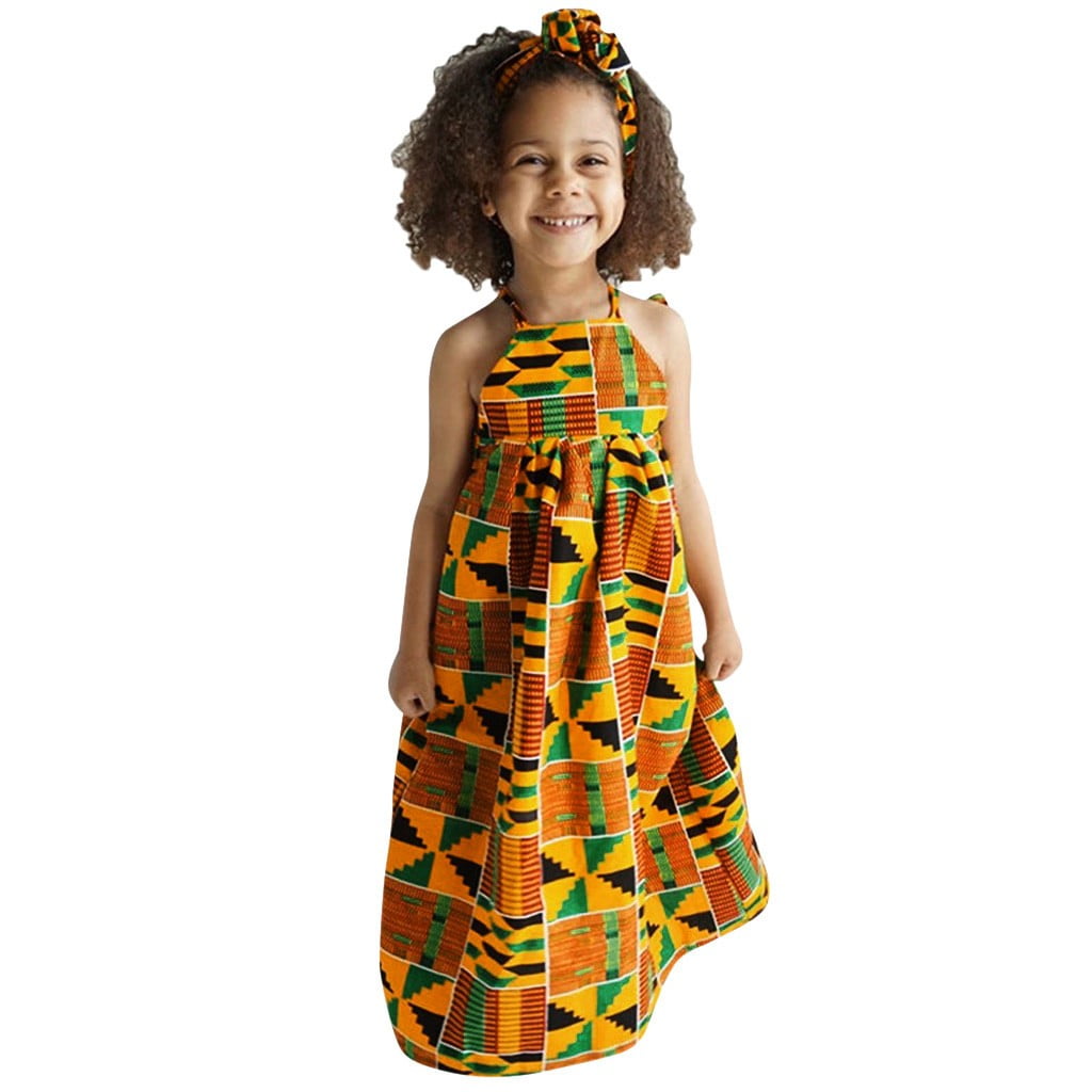 Dresses for Girl African Print off Shoulder Hair Band Beach Essentials ...