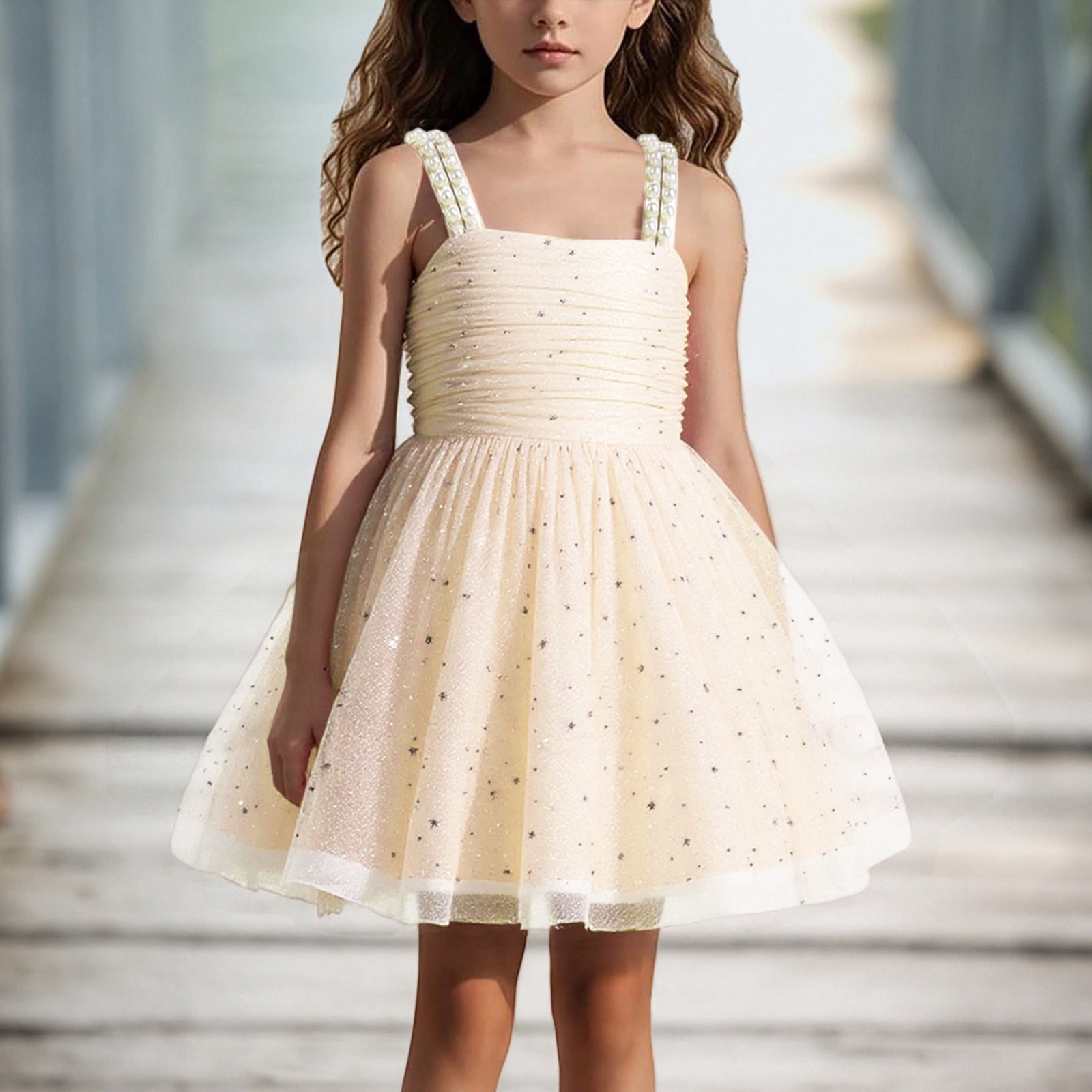 Dresses for Girls Beige Dress for Girls Tulle Dresses for Girls Flower ...