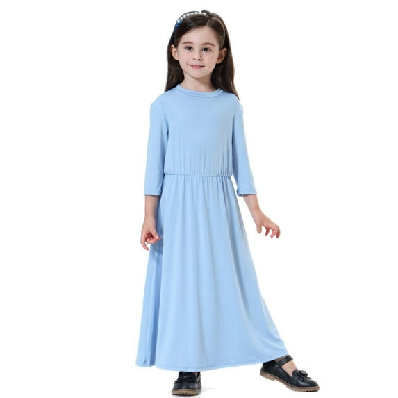 Dresses for Girls Blue Maxi Dress with Sleeves Girls Fancy Dress Mom ...