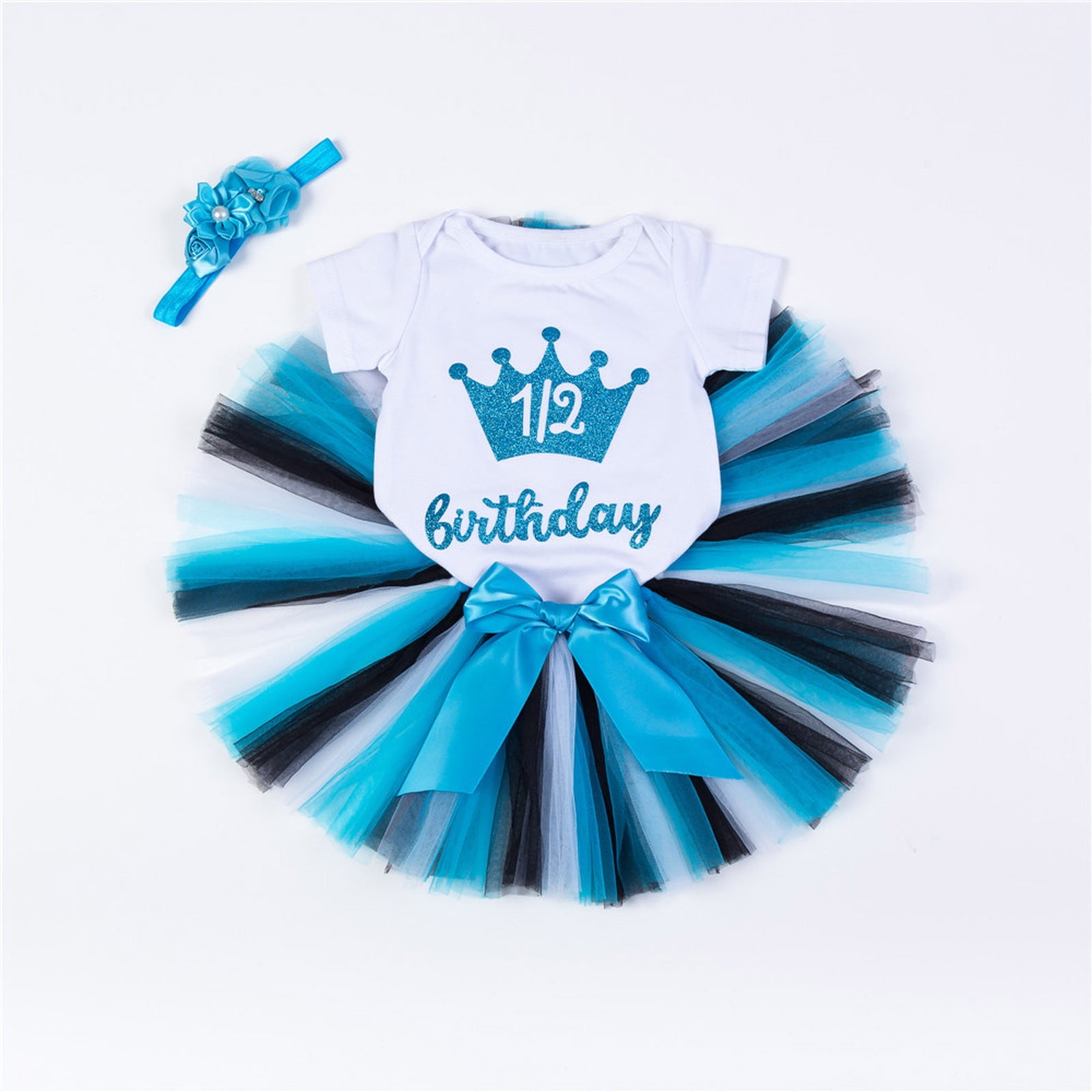 Dresses for Girls Cute Net Set Birthday Rainbow Puffy Birthday Party ...