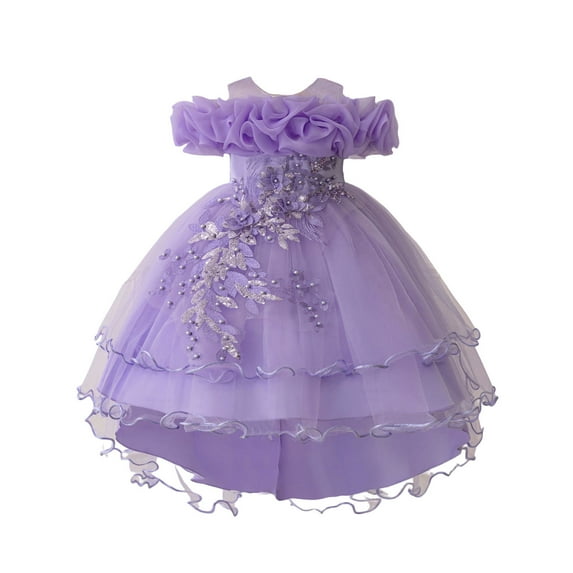Dresses for Girls Dress Satin with Puffed Sleeve Birthday Party ...