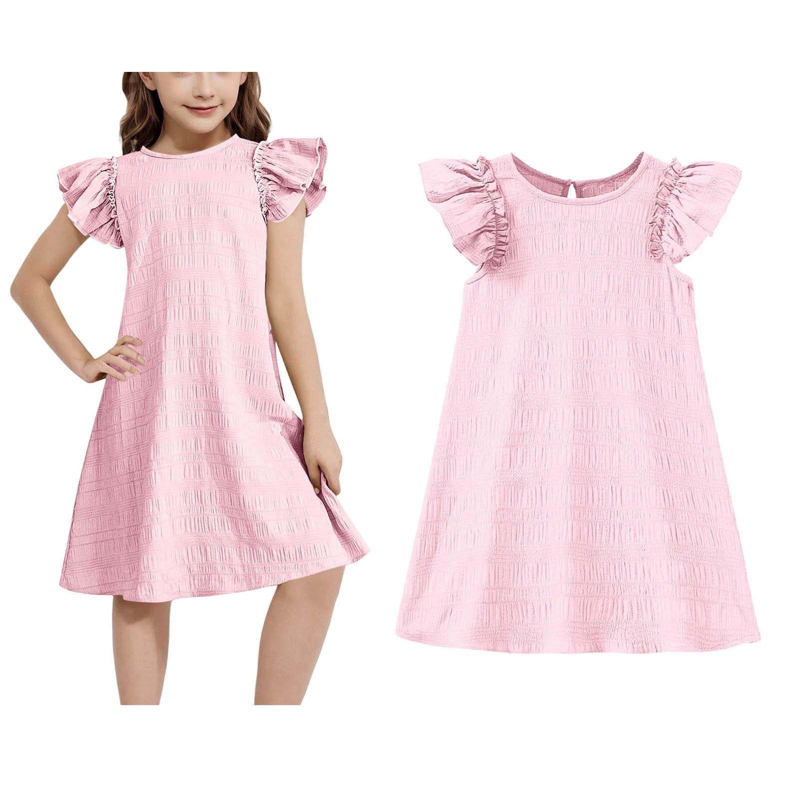 Dresses for Girls Flutter Sleeve A Line Flowy Dress Girls Vacation ...
