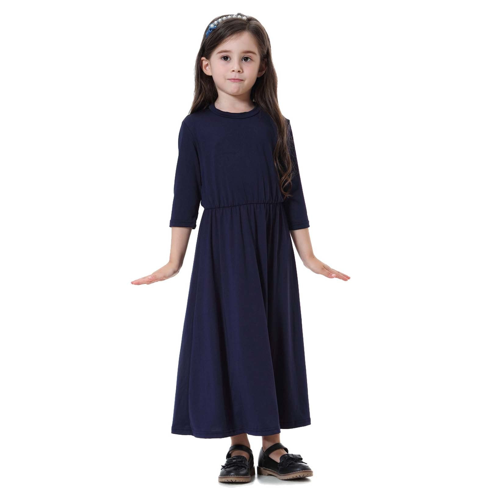 Dresses for Girls Long Navy Dress Maxi Dress with Sleeves Fancy Dress ...