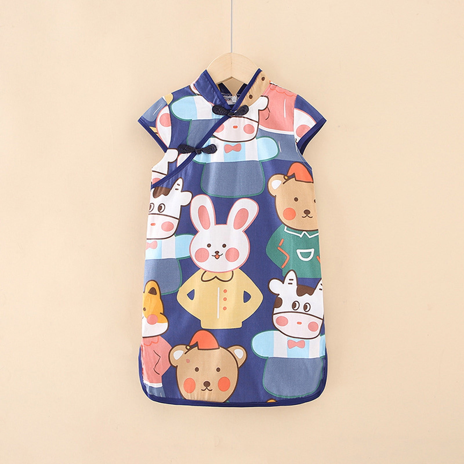 Dresses for Girls Loose Fit Short Sleeve Qipao Cheongsam Kids Clothing ...