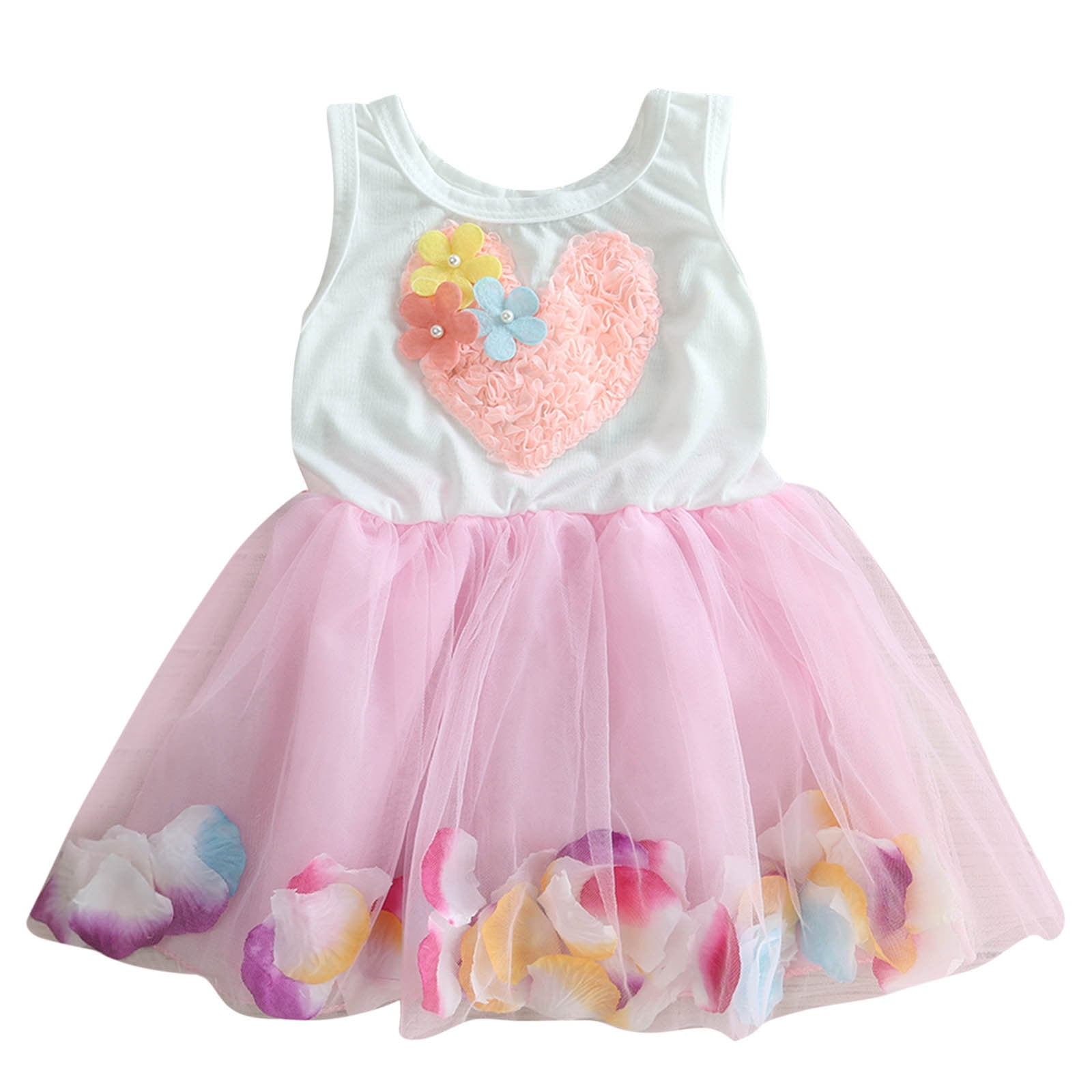 Dresses for Girls Sleeveless Crew Neck Summer Tutu Lace Heart Party ...