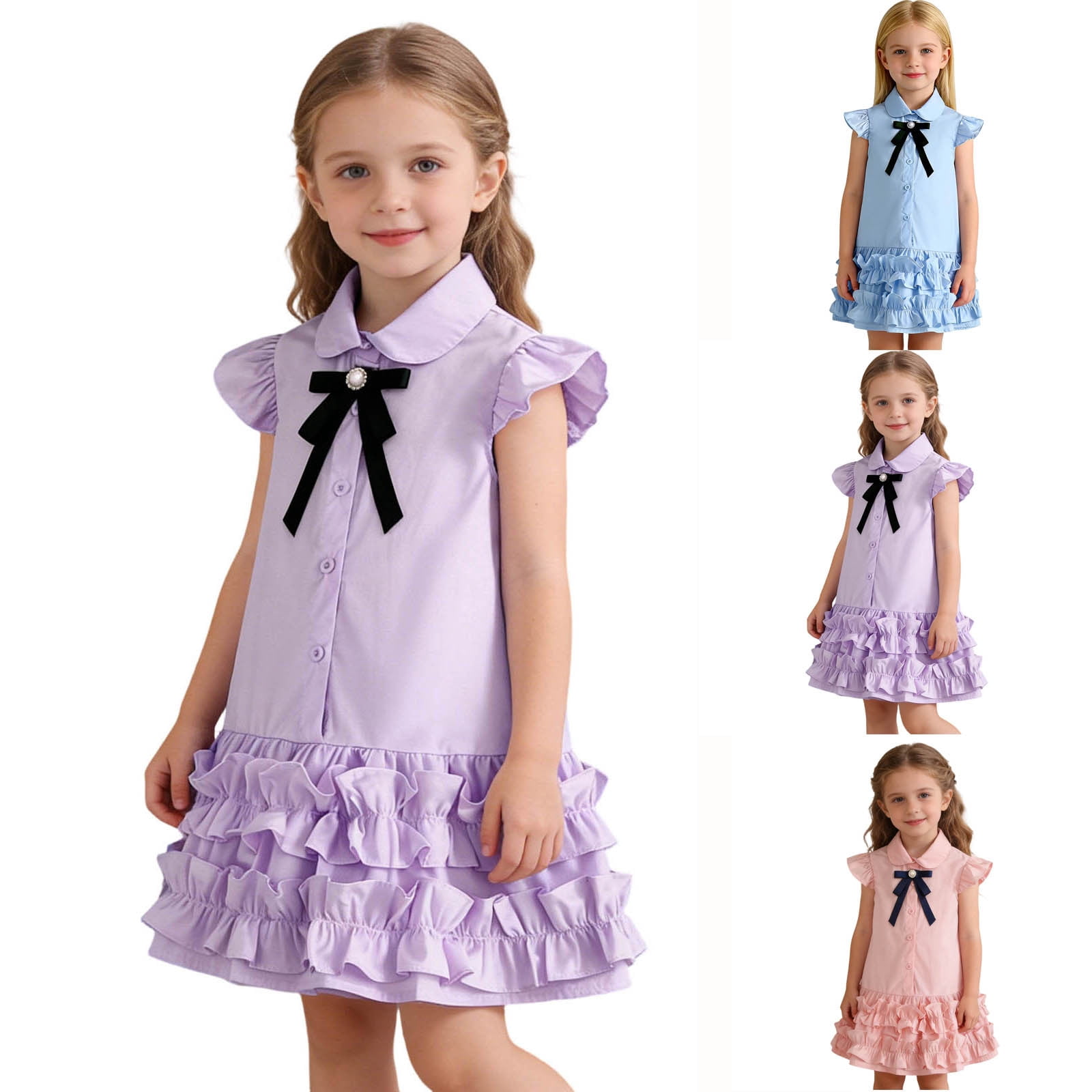 Dresses for Girls Summer Dresses A Line Tiered Ruffle Casual Dresses ...