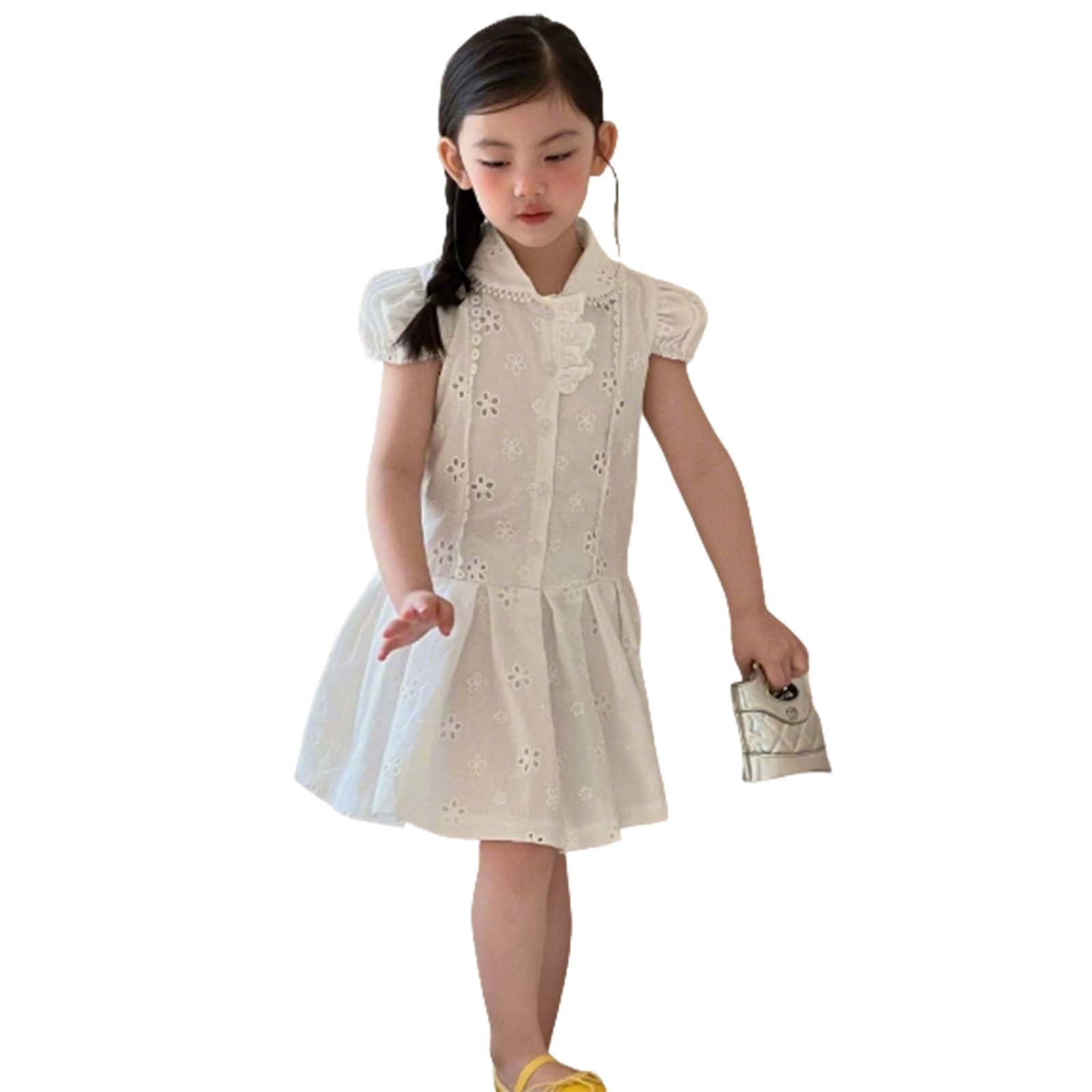 Dresses for Kids Puff Sleeve Layered Flared Swing Dresses Graduation ...