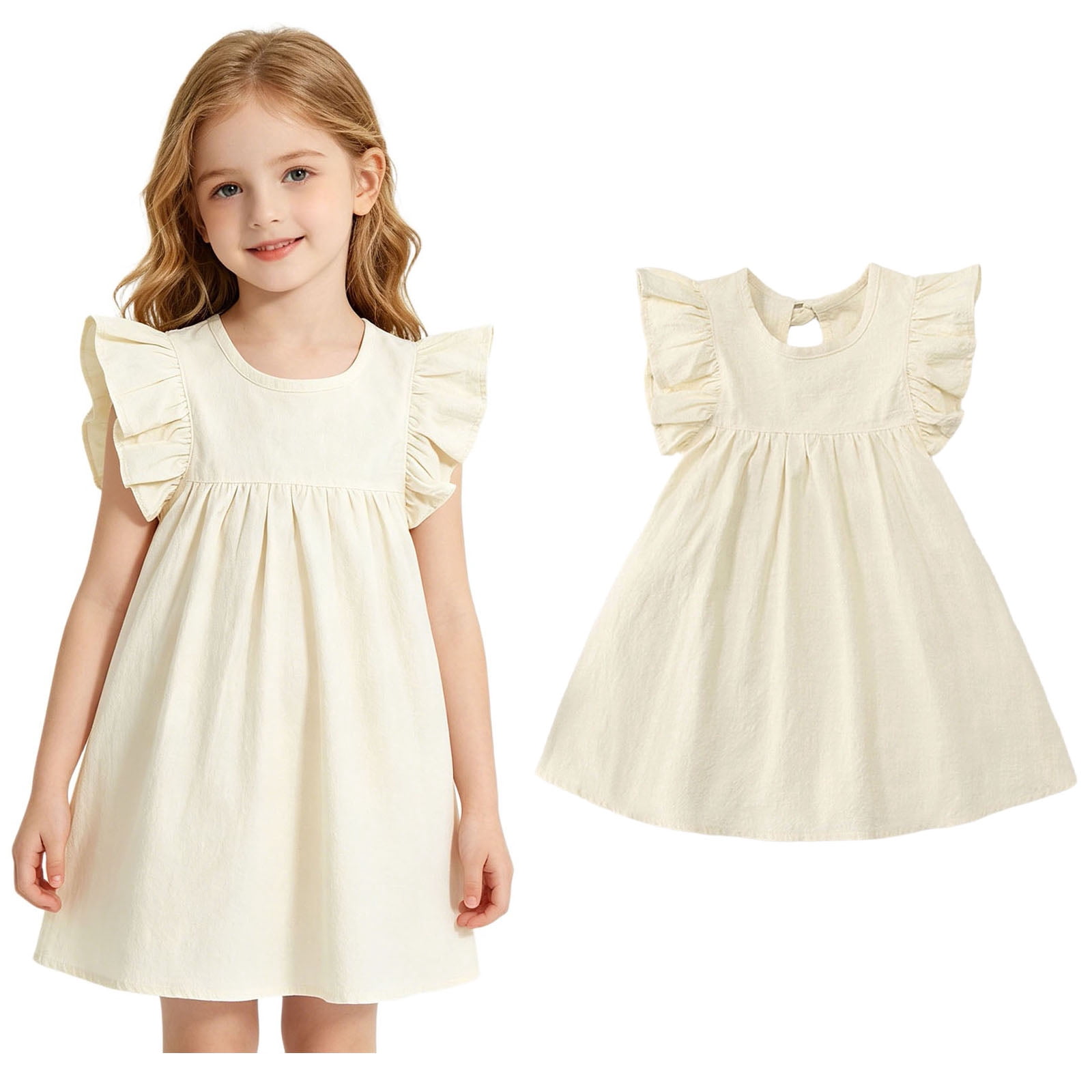 Dresses for Kids Ruffle Sleeve A Line Swing Dresses Girl Graduation ...
